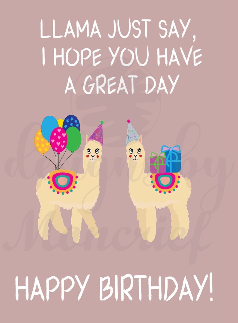 Digital Birthday Card | Llama | Party | Happy Birthday | PNG | Digital ...