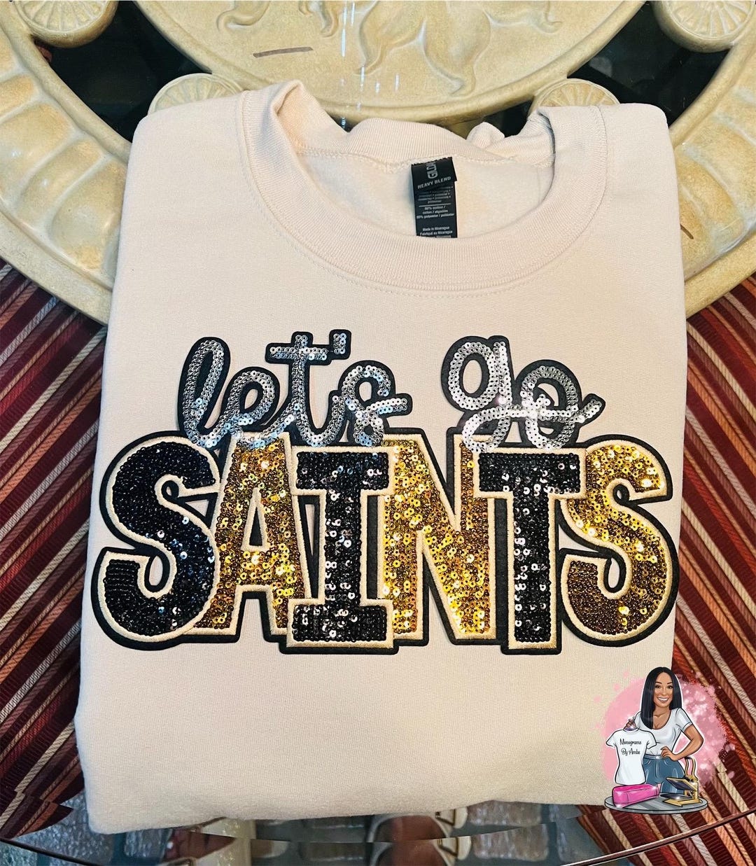 Saints Sequin Patch Sweatshirt, Saints Football, Game Day, Saints ...