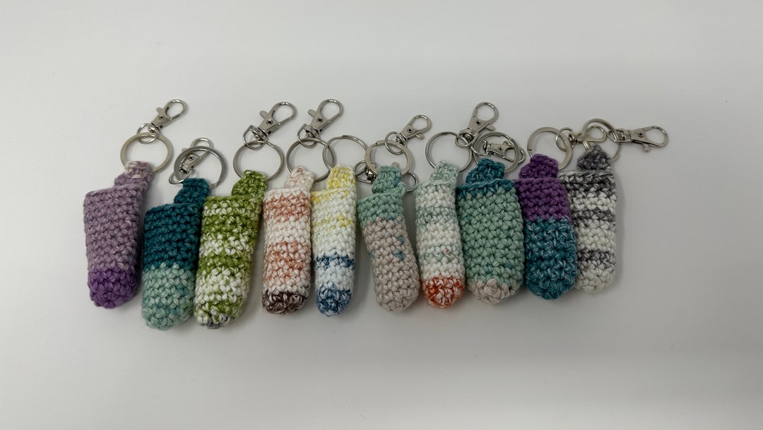 Handmade Crochet Lip Balm Keychain With Split Ring and Swivel Lobster ...