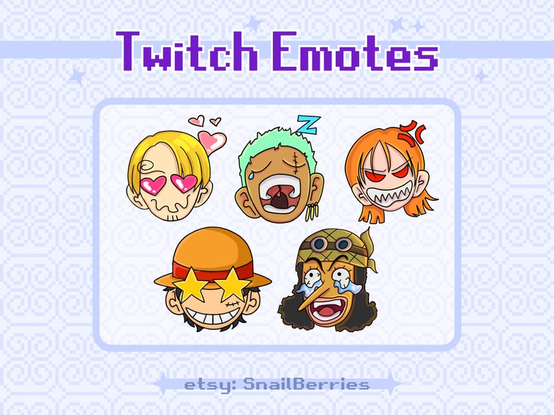 One Piece Twitch Emotes Pack, Premade Streaming Assets, Luffy Emote ...