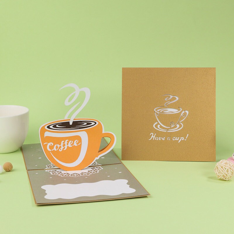 3D Coffee Cup Pop up Greeting Card, Fathers/mothers Day Card, Thank You ...