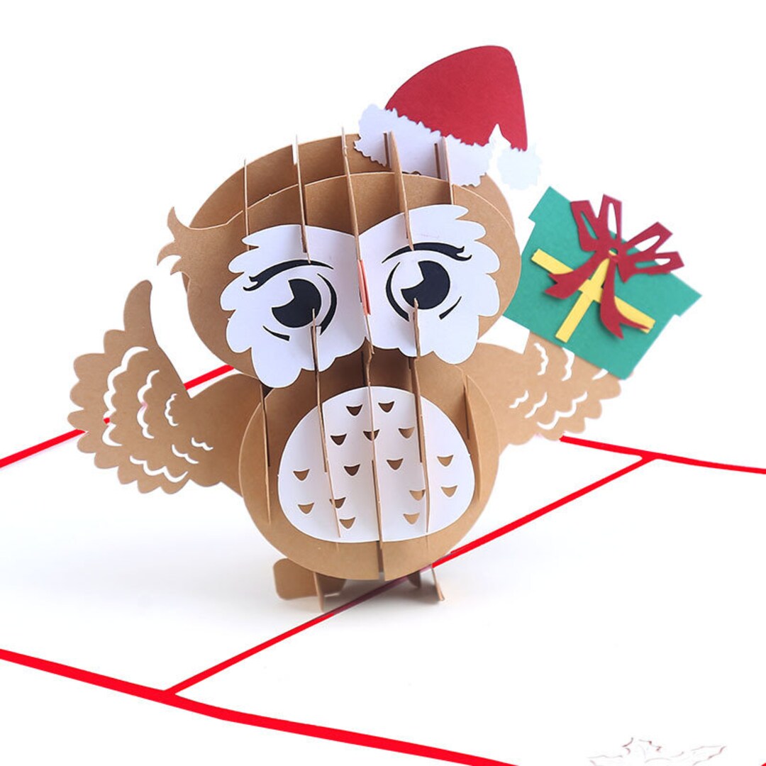 3D Cute Owl Merry Christmas Pop up Card - Etsy