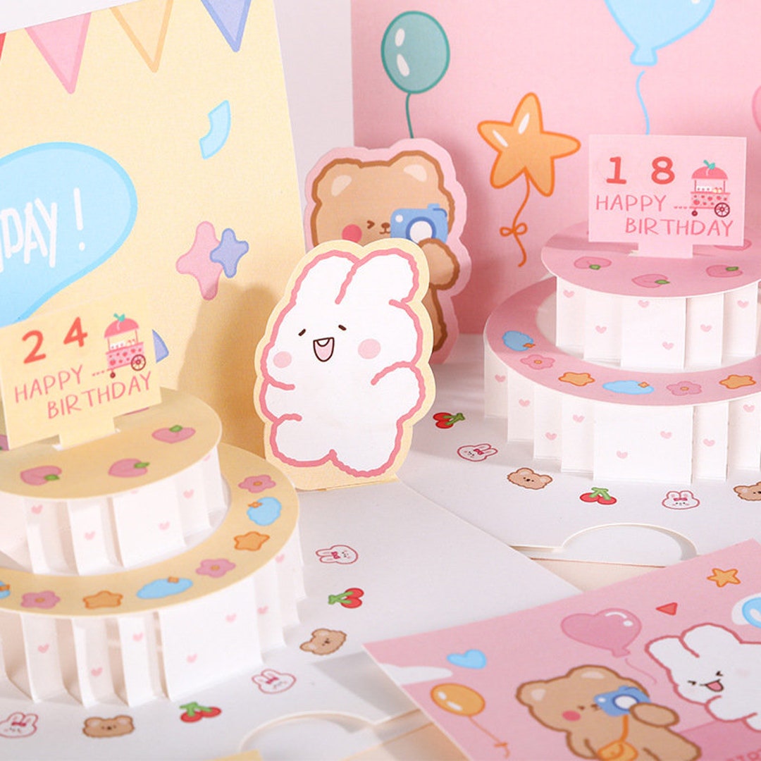 3D Age Customizable Bear and Bunny Pop up Birthday Card - Etsy