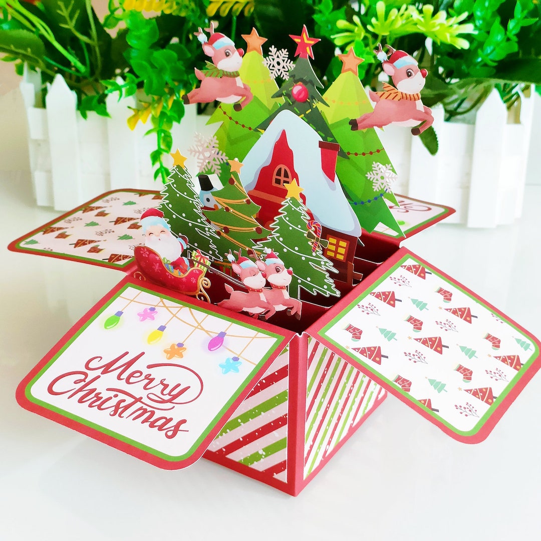 3D Santa Claus and Reindeers Pop up Christmas Card - Etsy