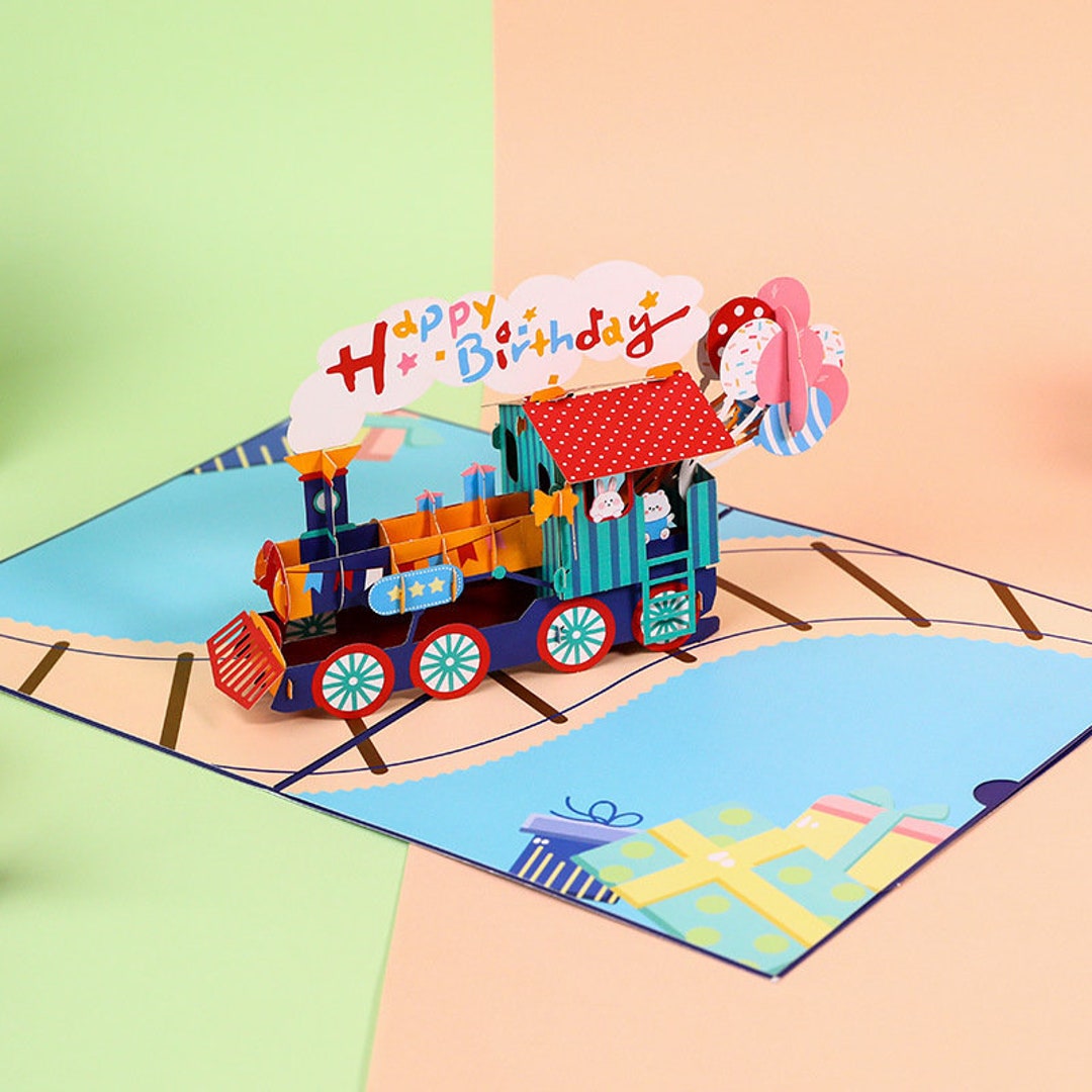 3D Train Pop up Birthday Card - Etsy