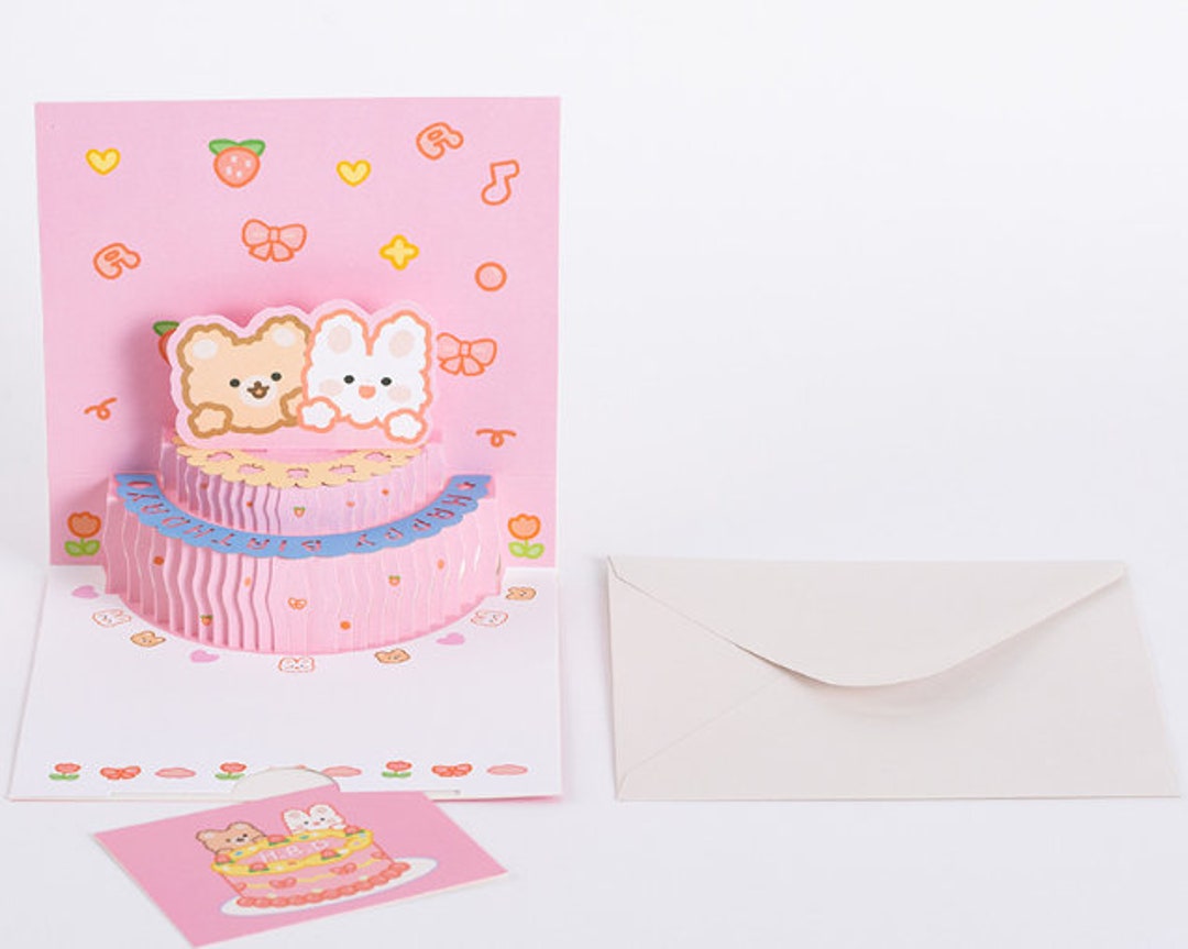 3D Bear & Bunny Pop up Birthday Card - Etsy