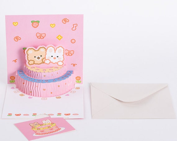 3D Bear & Bunny Pop up Birthday Card - Etsy