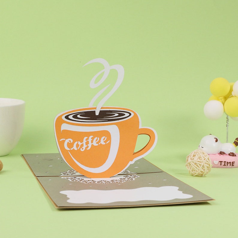 3D Coffee Cup Pop up Greeting Card, Fathers/mothers Day Card, Thank You ...
