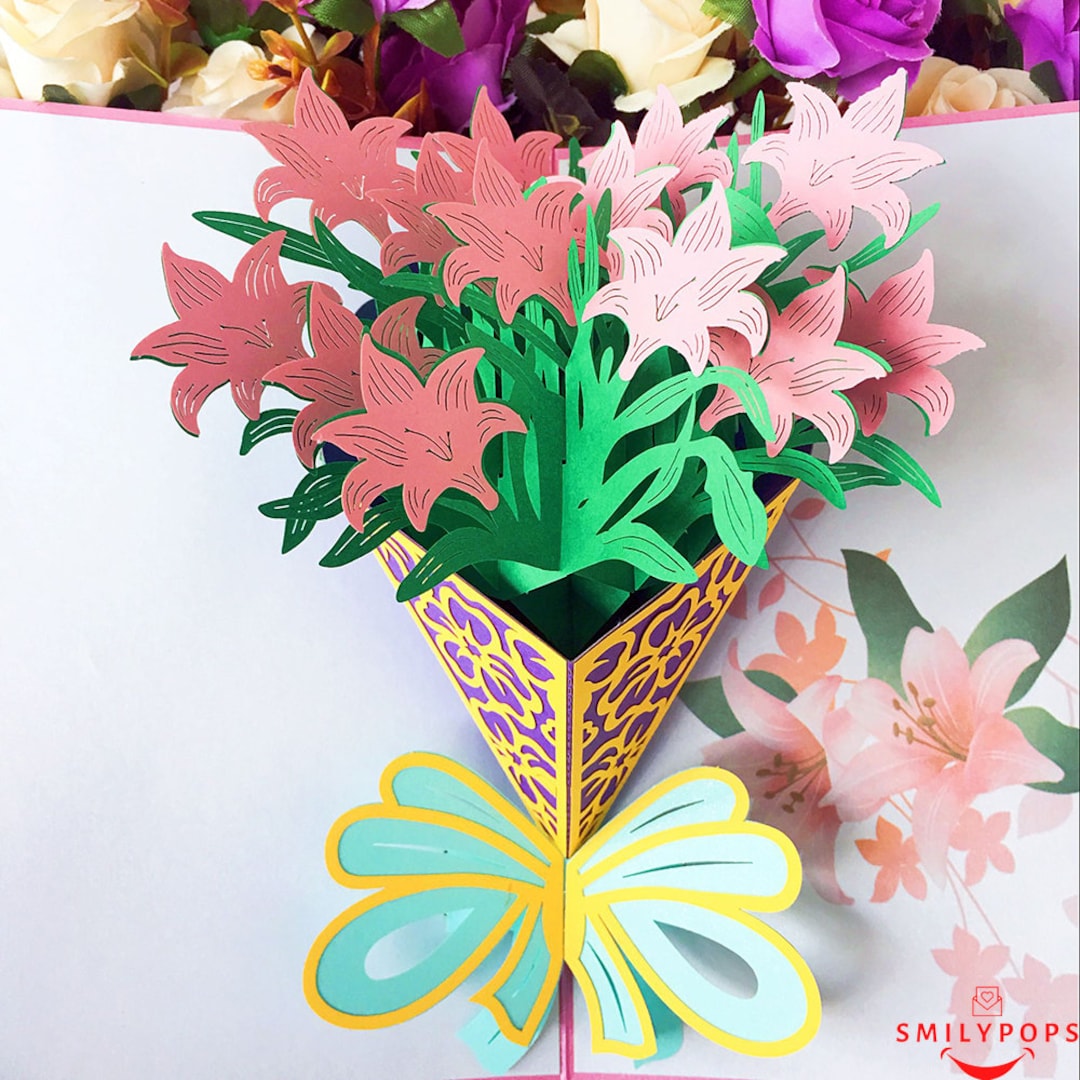 3D Flower Pop up Greeting Card, Thank You Card, Birthday Card, Mothers ...