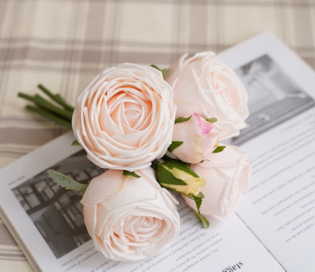 5 Stems of Artificial Roses in Bundle, Real Touch, for Home, Office ...
