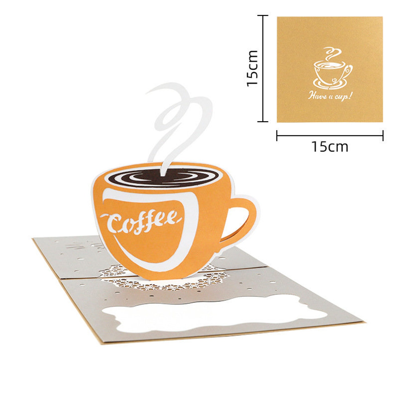 3D Coffee Cup Pop up Greeting Card, Fathers/mothers Day Card, Thank You ...