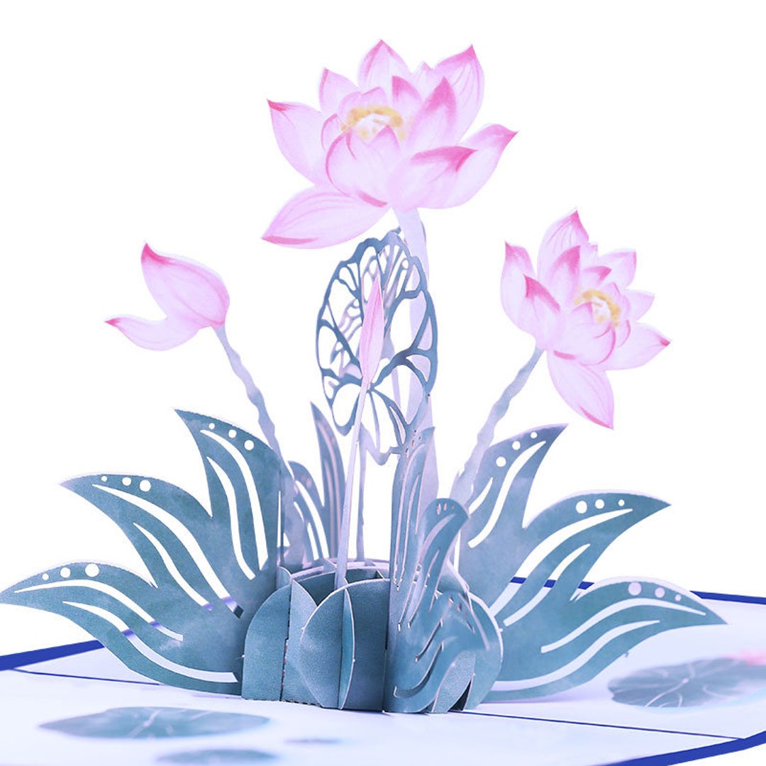 3D Lotus Pop up Greeting Card, Thank You Card, Birthday Card, Mothers ...