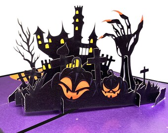 3D Haunted House Halloween Card, Handmade Halloween Pop up Card, Spooky ...