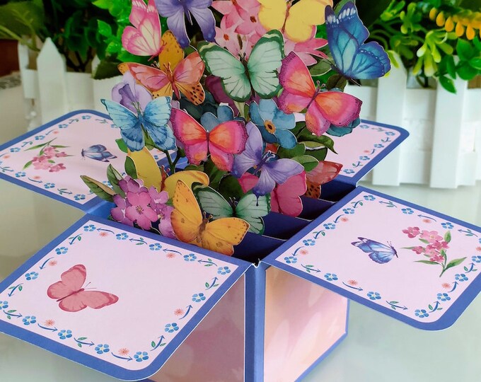3D Colorful Butterfly Pop up Greeting Card, Thank You Card, Birthday ...