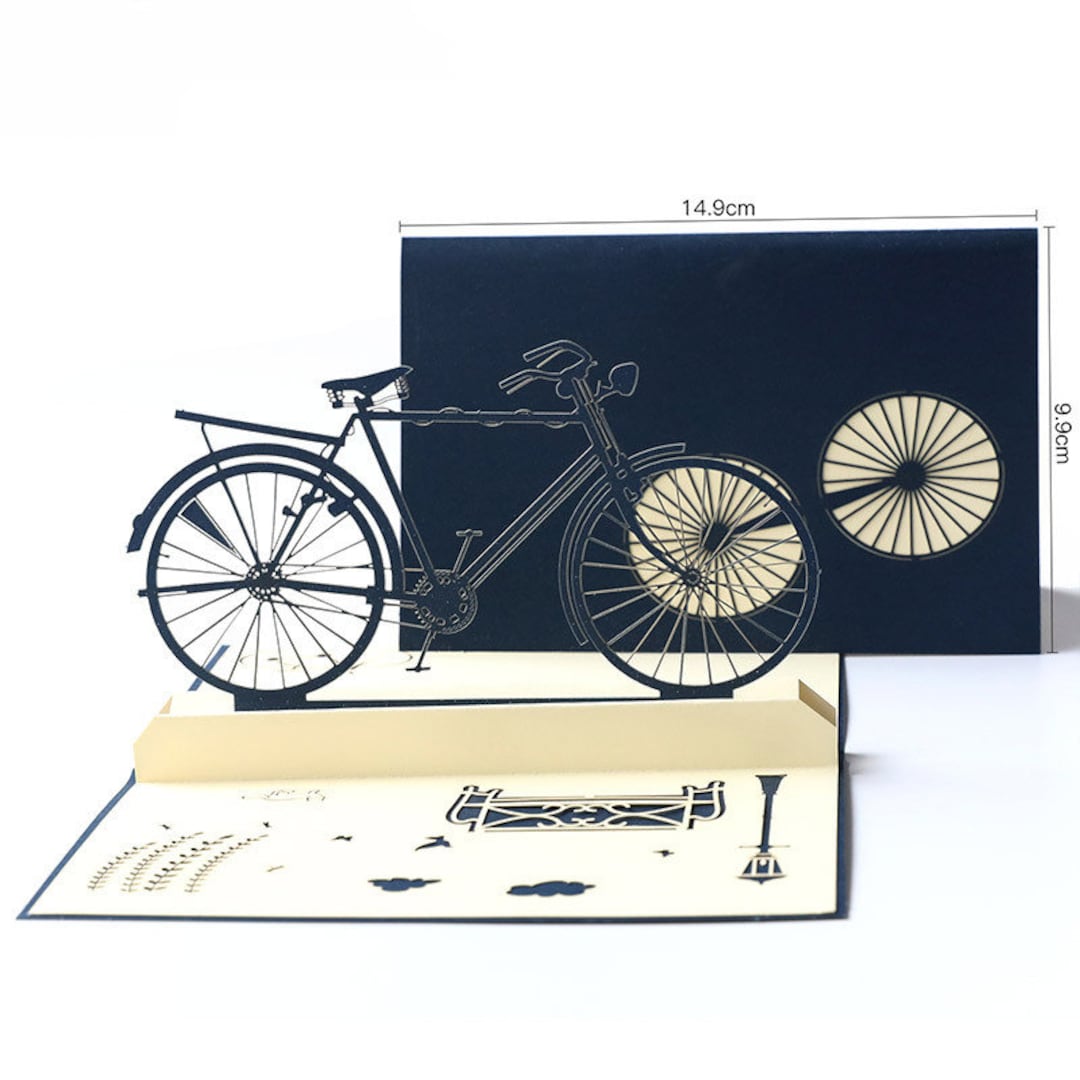 3D Bicycle Pop up Greeting Card, Fathers Day Card, Thank You Card ...