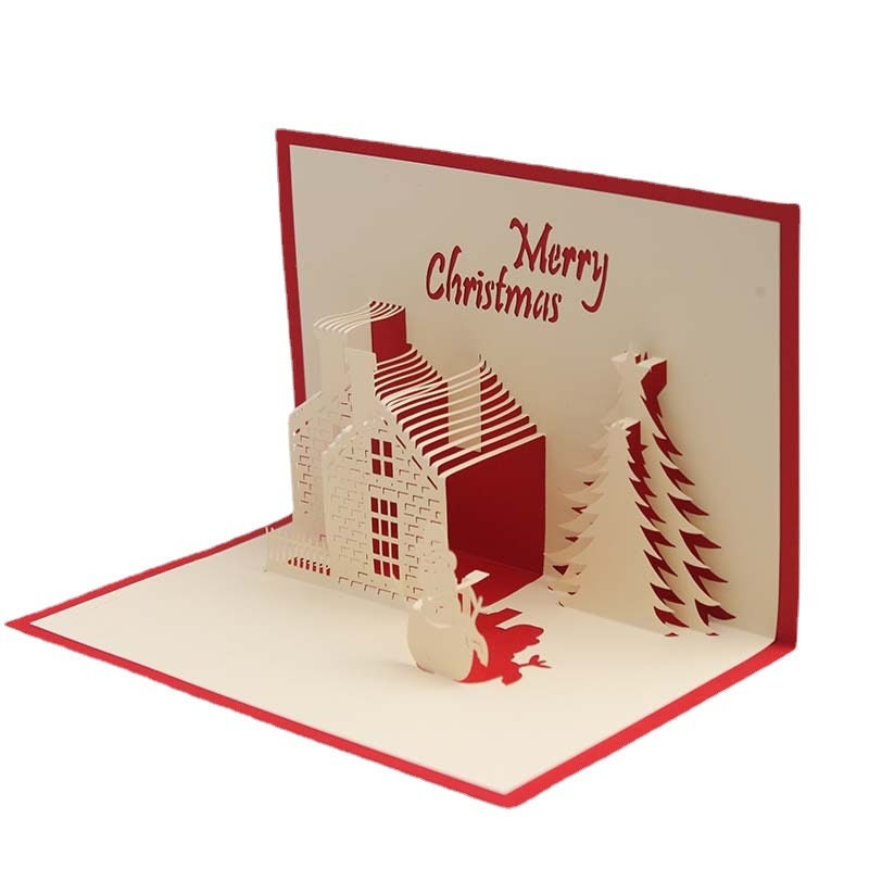 3D Cabin, Tree and Snowman Pop up Christmas Card - Etsy