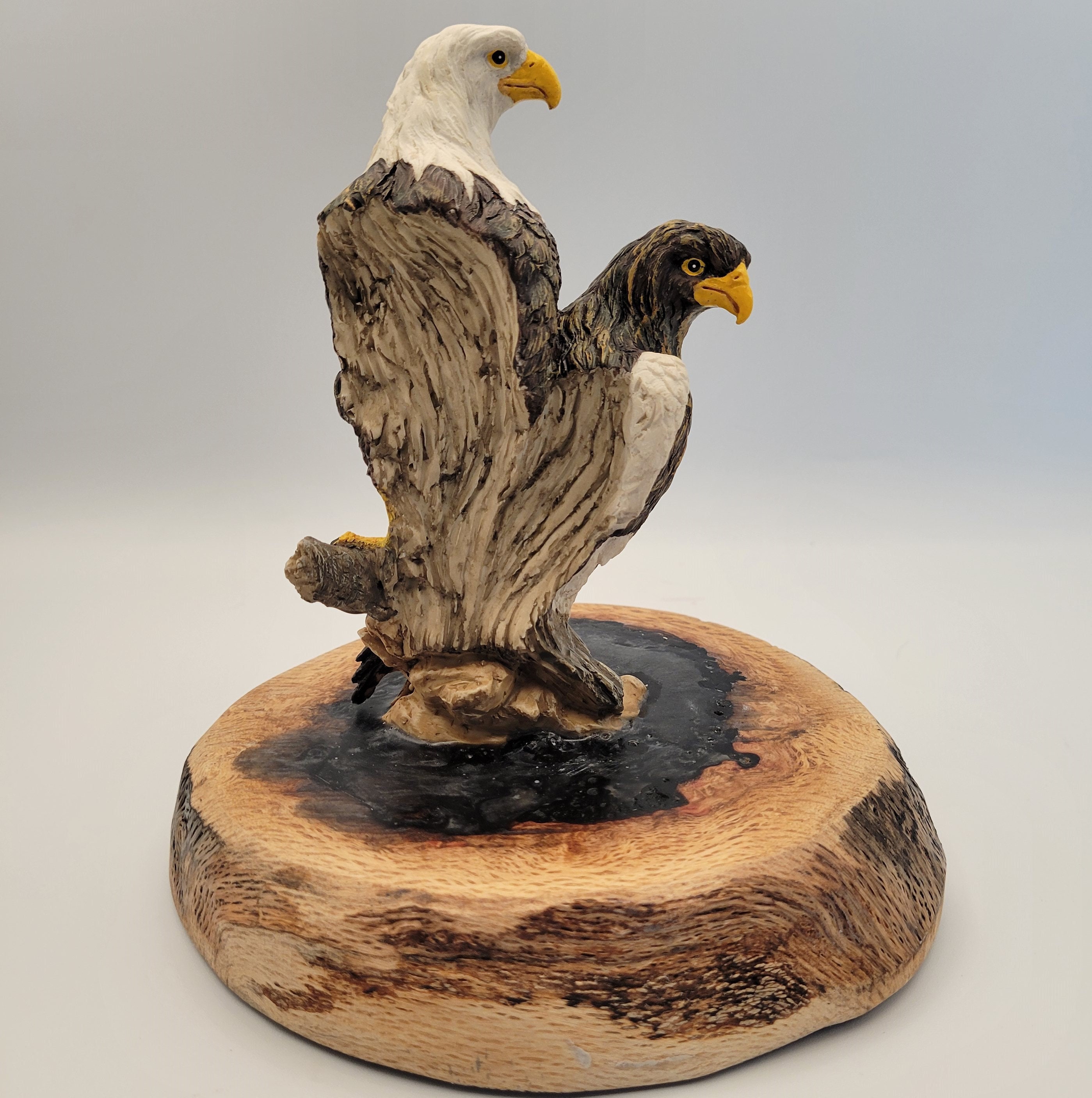 Bald Eagle Oak Wood Burle Handcrafted Live Edge Wooden Perch Tabletop ...