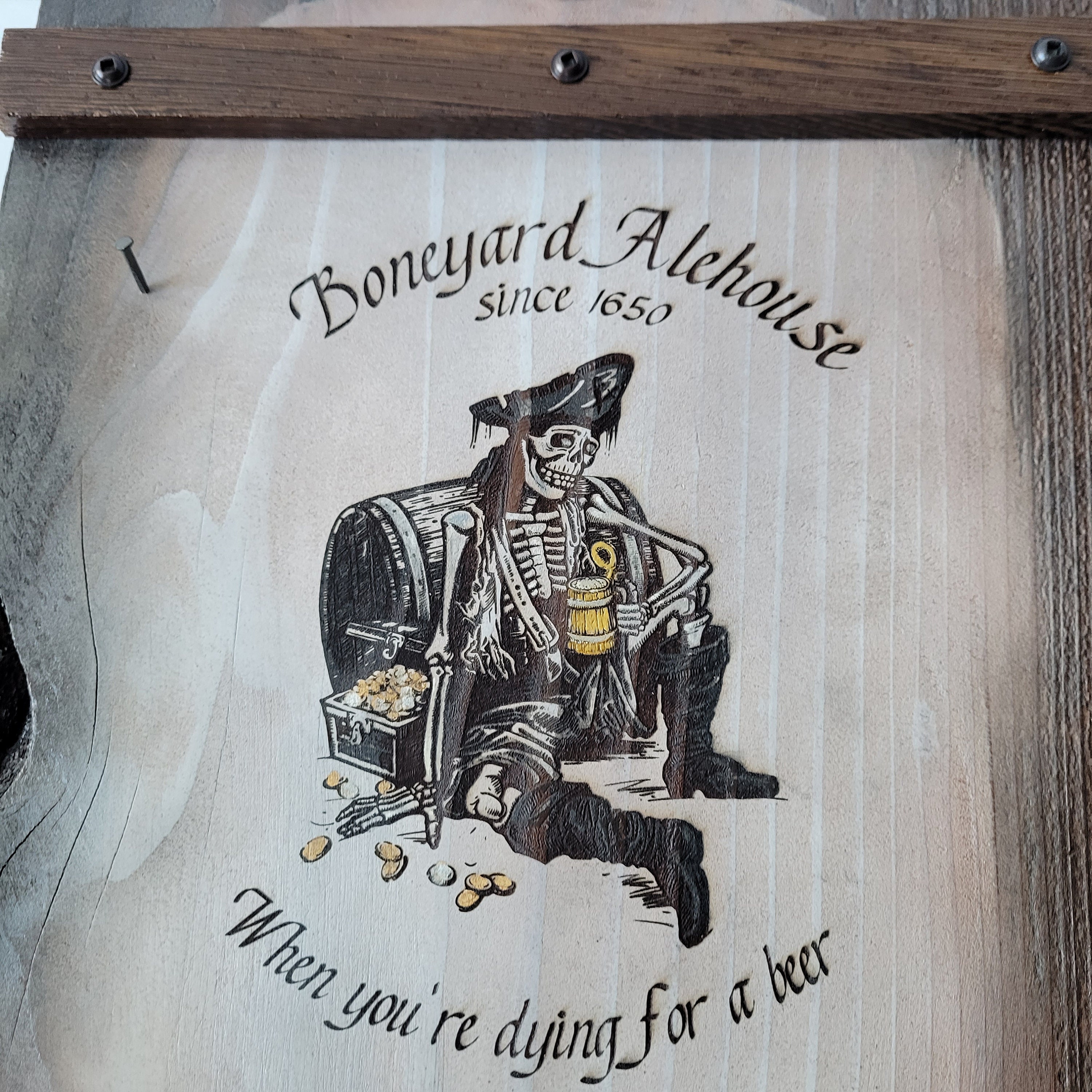 Rustic Pirate Skeletal Wall Plaque, Mancave Decor, Handcrafted Cedar ...