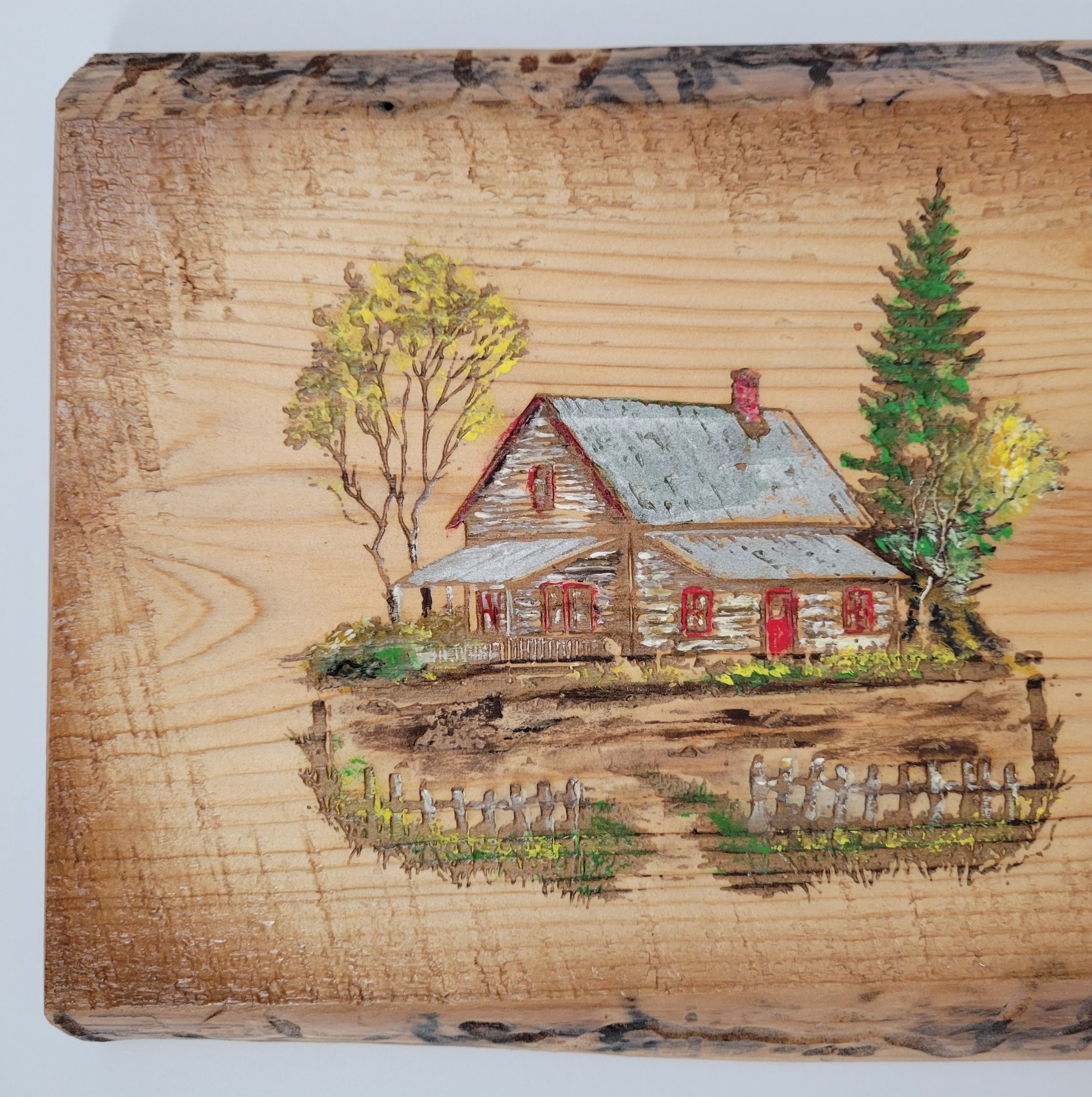 Cedar Wood Handcrafted Engraved Cabin Hand Painted Country Home Log ...