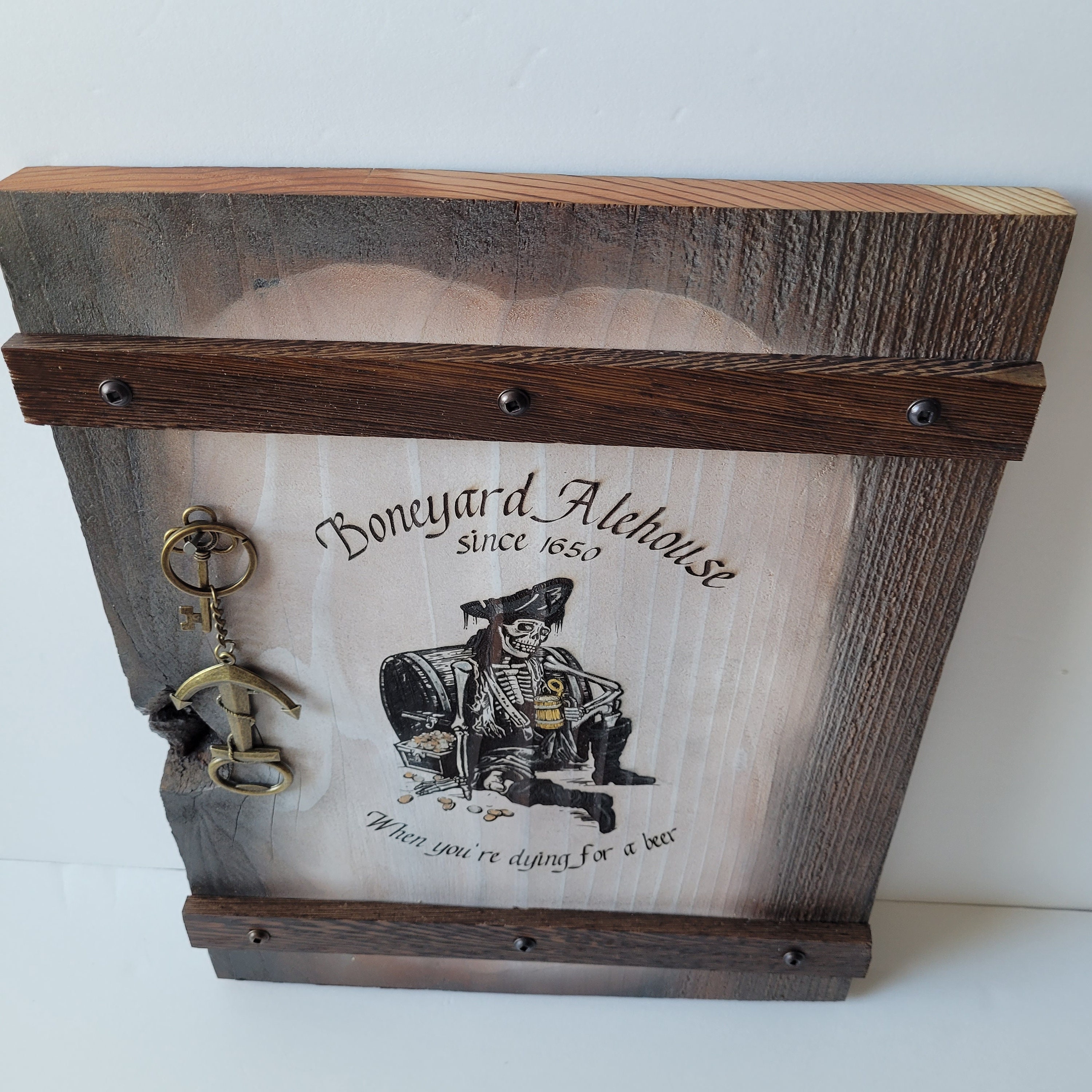 Rustic Pirate Skeletal Wall Plaque, Mancave Decor, Handcrafted Cedar ...