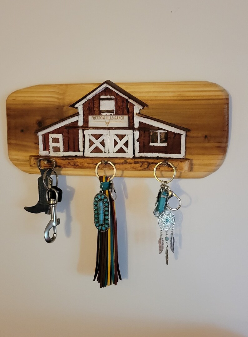 Red Barn Western Home Decor Keychain Holder Wall Plaque for - Etsy