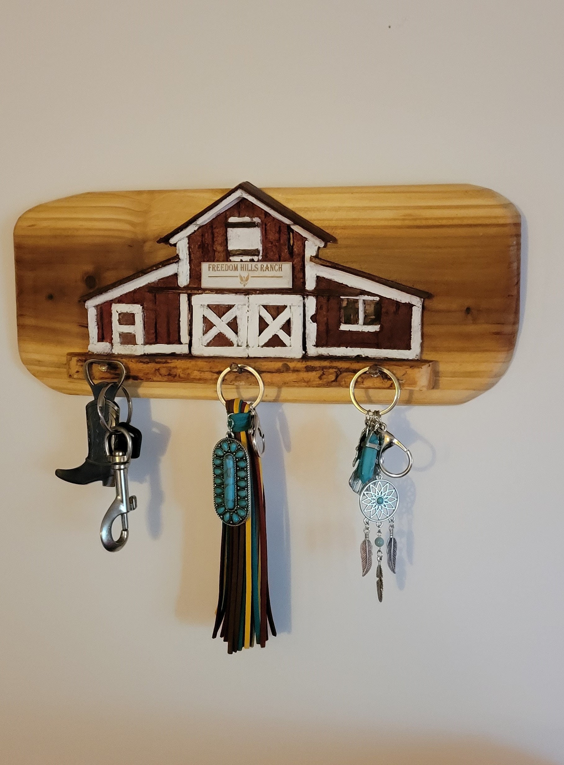 Red Barn Western Home Decor Keychain Holder Wall Plaque for - Etsy
