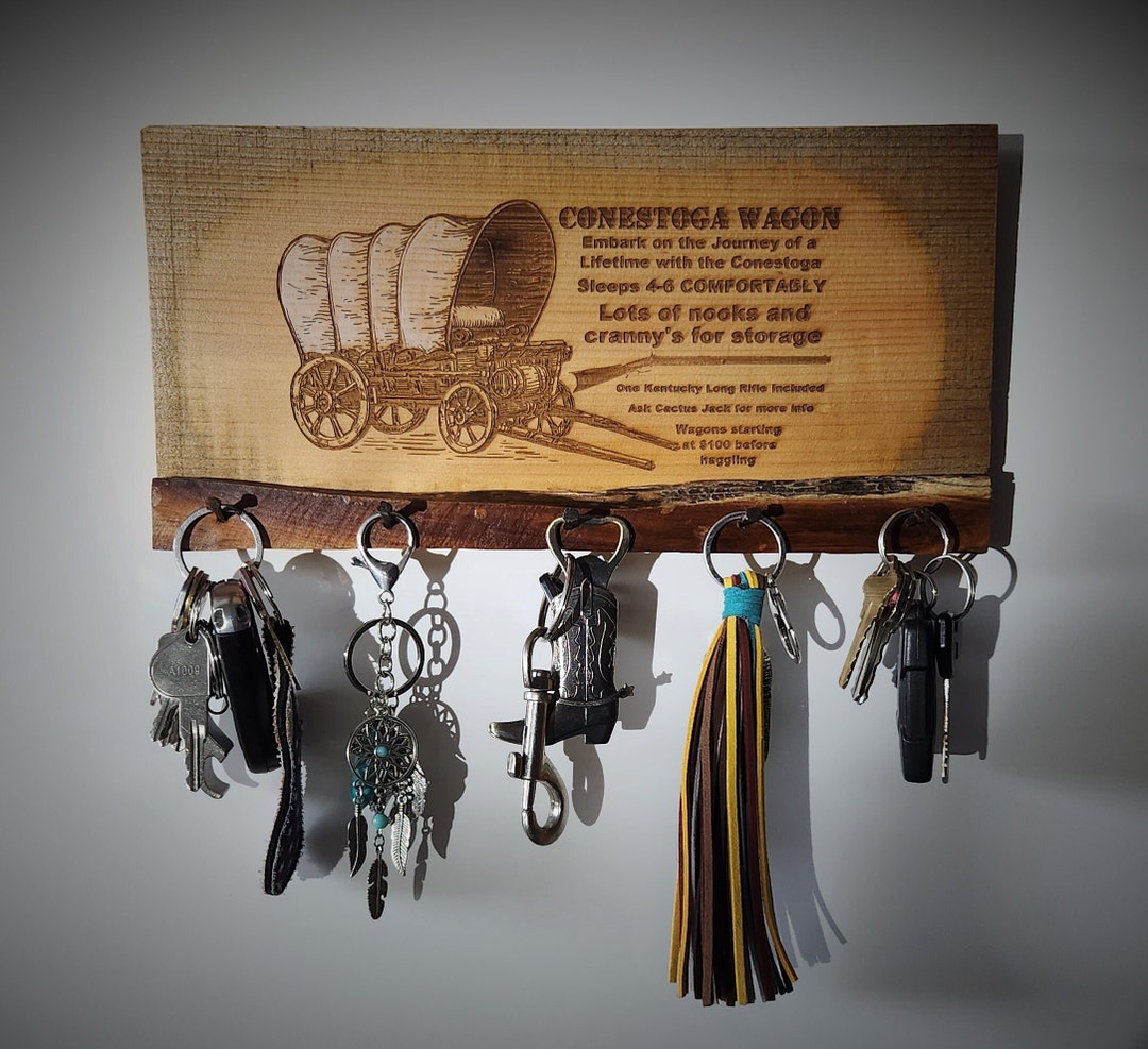 Western Style Wood Keyholder RV Entryway Organizer, Holds 5 Keychains ...