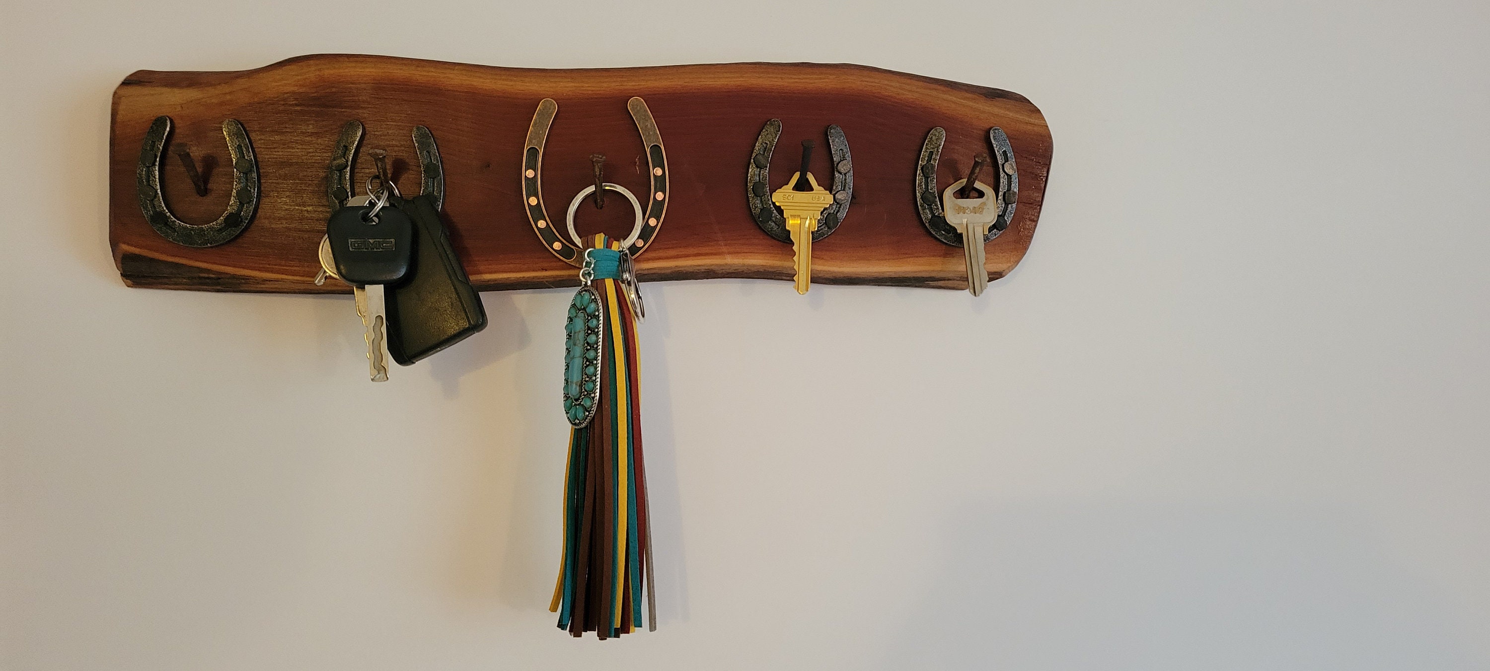 Handcrafted Manzanita Wood Keyholder for Keys, Keychains or Dog Leashes ...