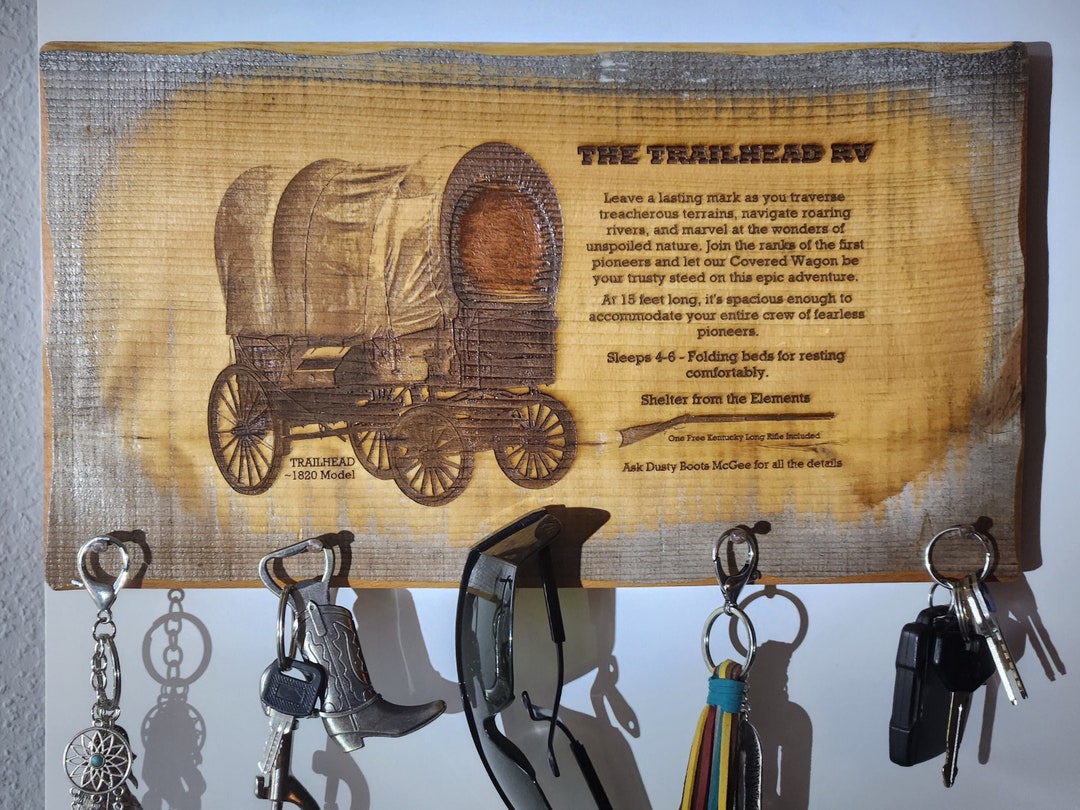 Handcrafted Western Pioneer Cedar Wood Keyholder Cabin Decor With ...