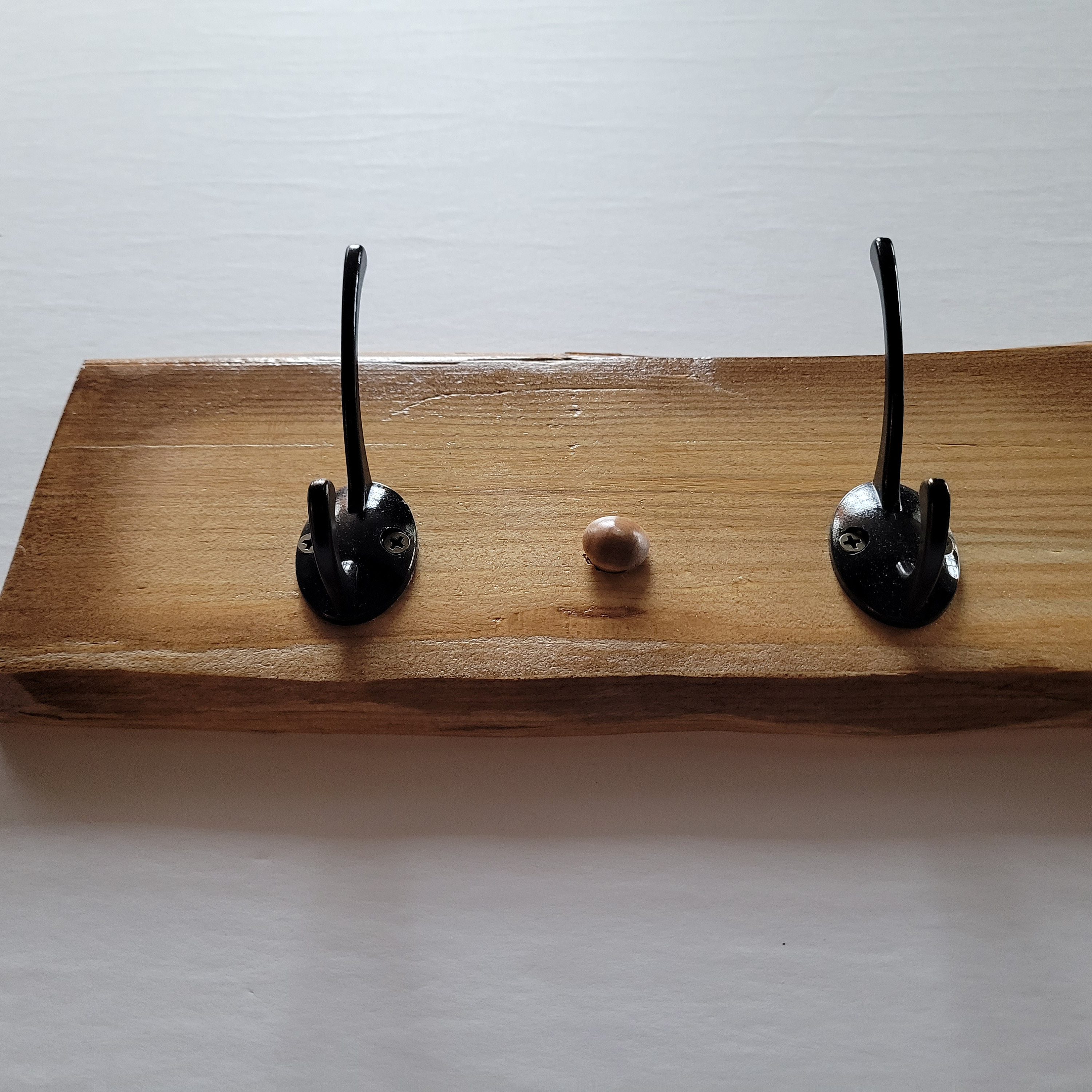 Handcrafted Cedar Wood Coat Rack and Keyhanger Black Hooks for Coats ...