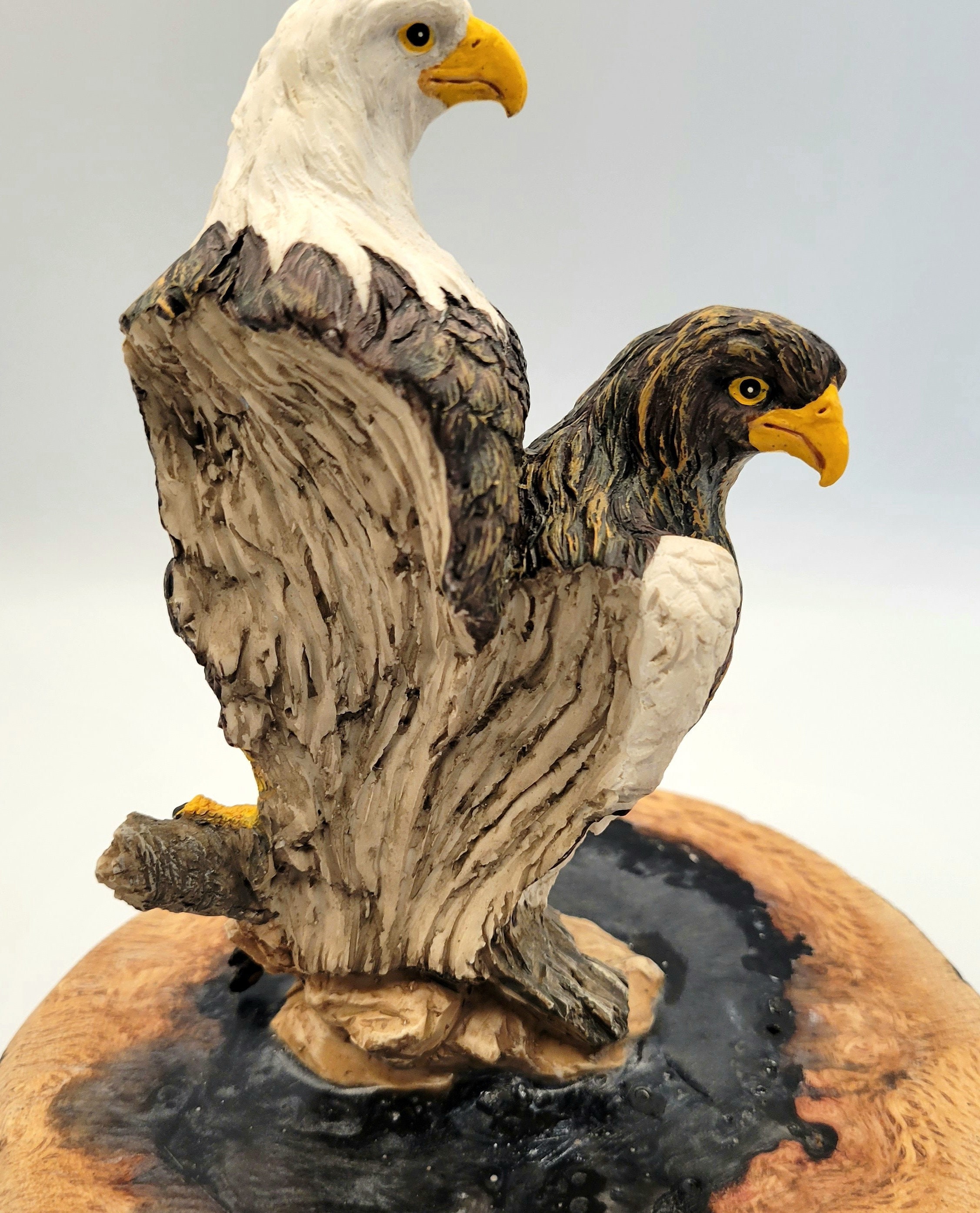 Bald Eagle Oak Wood Burle Handcrafted Live Edge Wooden Perch Tabletop ...