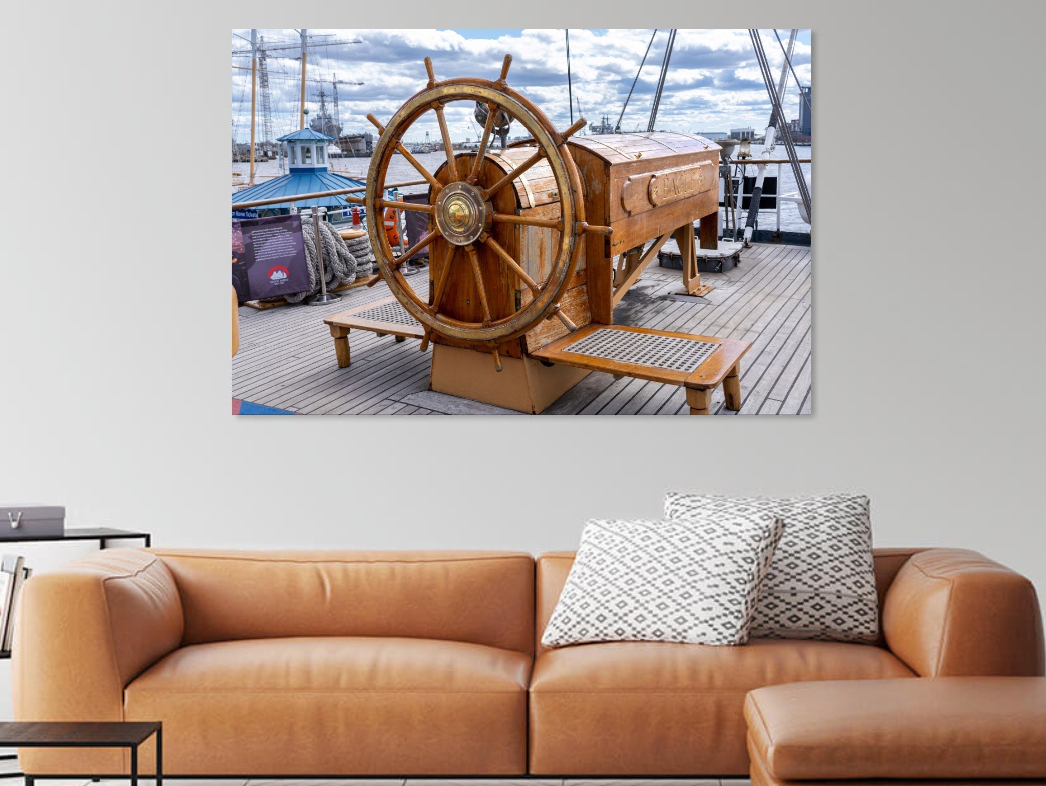 The Navigation Wheel on the Deck of the Coast Guard Tall Ship Barque ...