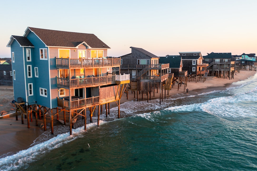 Aerial View of Outer Banks Homes in Buxton North Carolina at Sunrise ...
