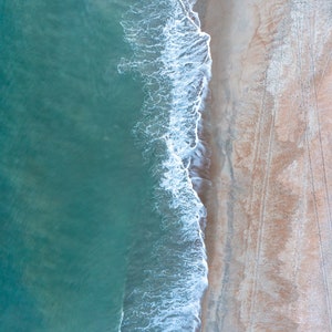 Top Down Aerial View of an Empty Beach in Atlantic Beach North Carolina ...