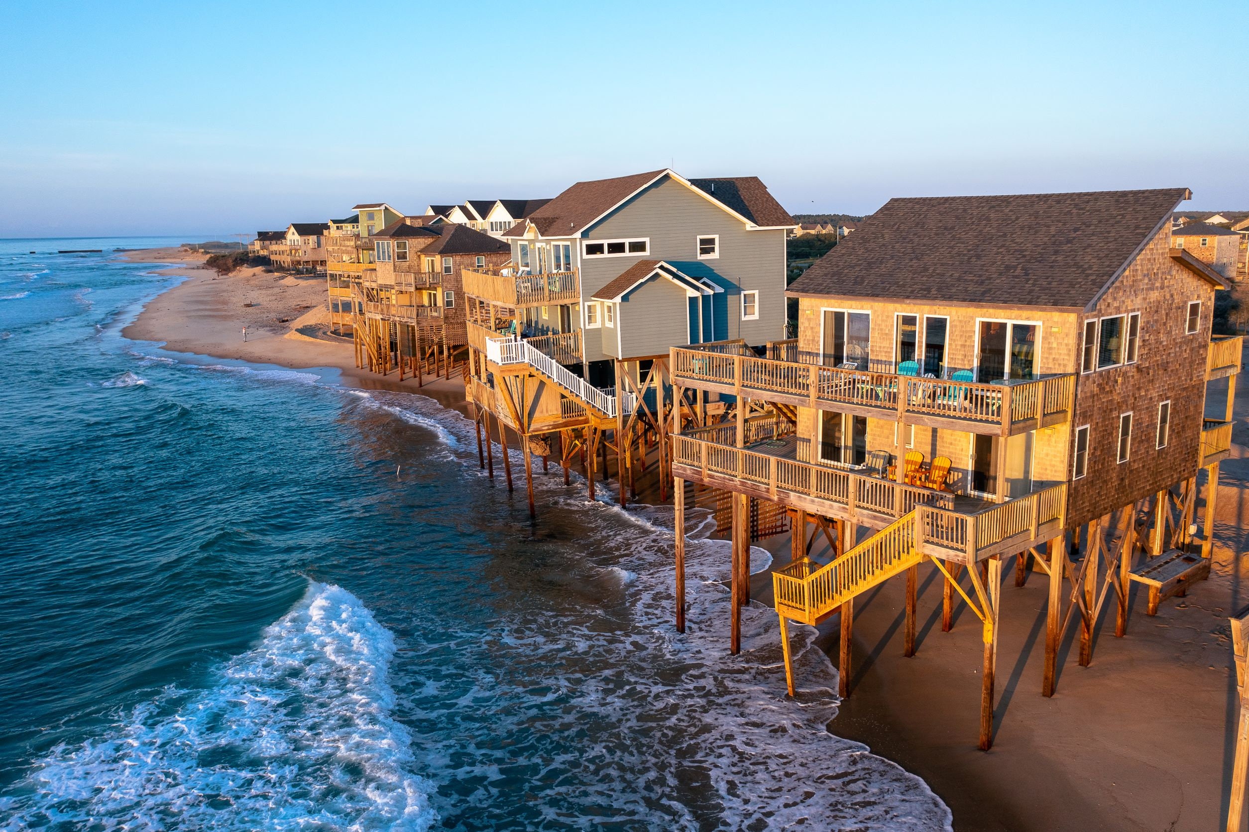 Aerial View of Outer Banks Homes in Buxton North Carolina in the Water ...