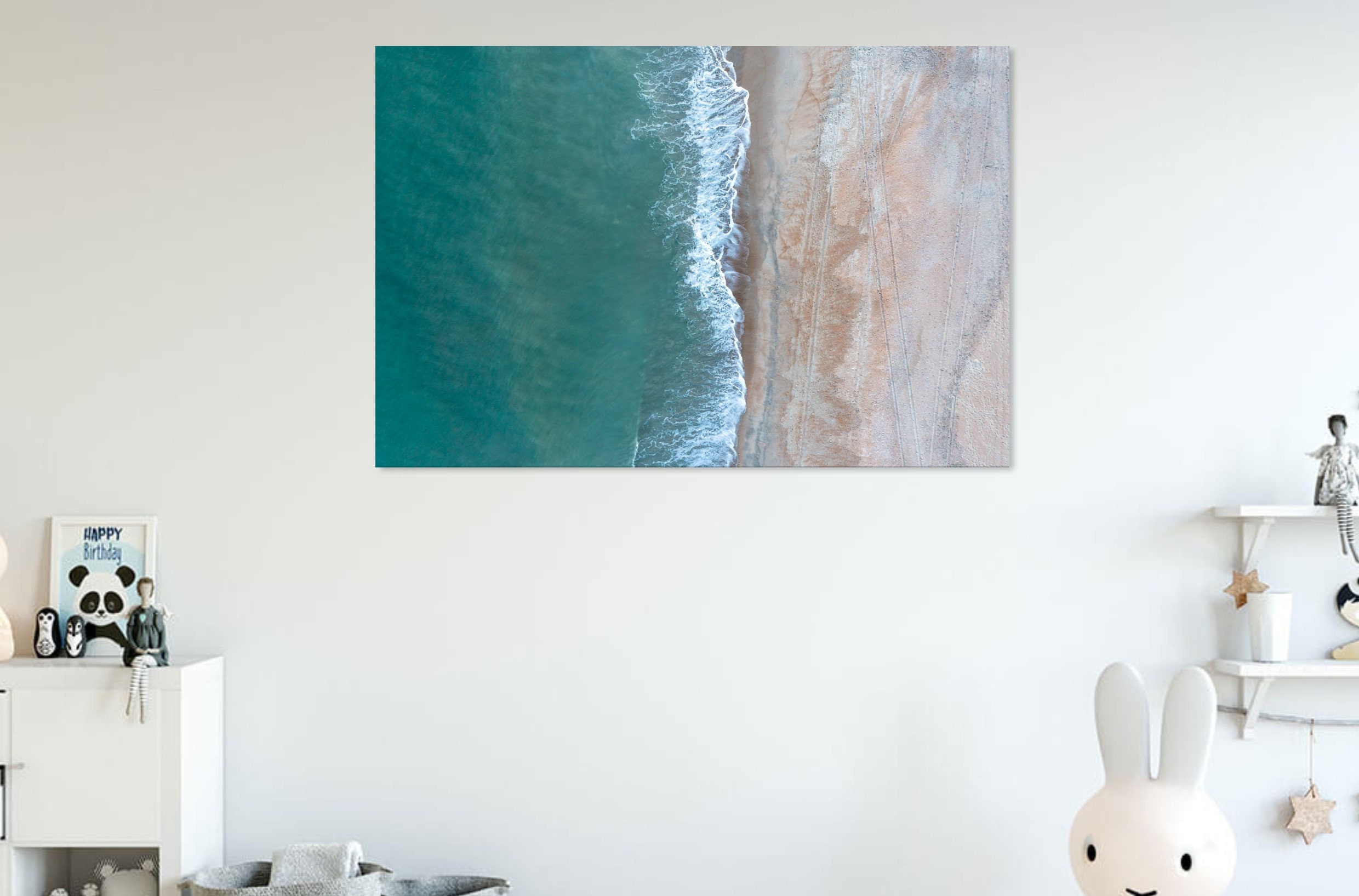 Top Down Aerial View of an Empty Beach in Atlantic Beach North Carolina ...