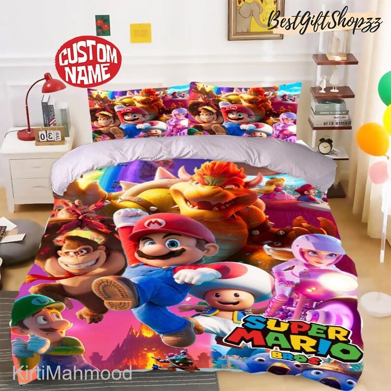 Super Marios Bros Bedding Set Luigi Boy Quilt Cover Peach, 58% OFF