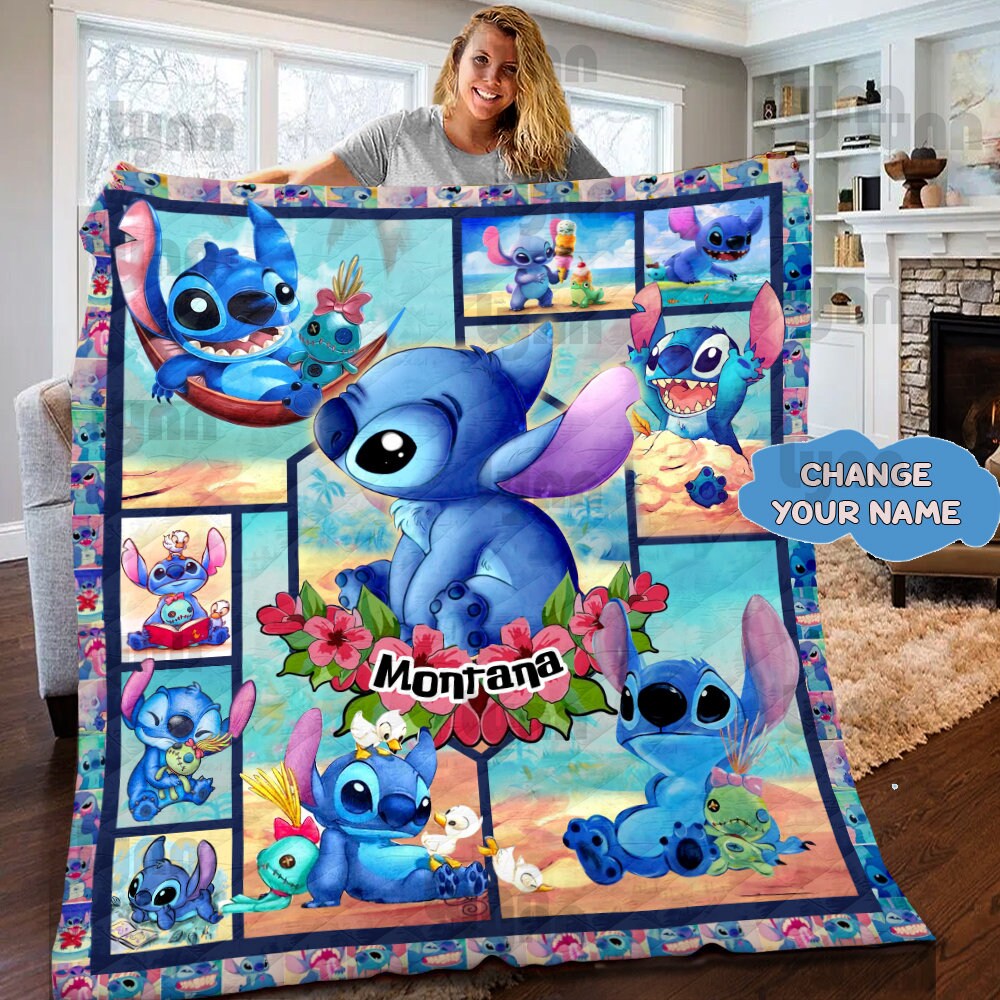 Personalized Disney Stitch Fleece Blanket, Disney Lilo And Stitch ...