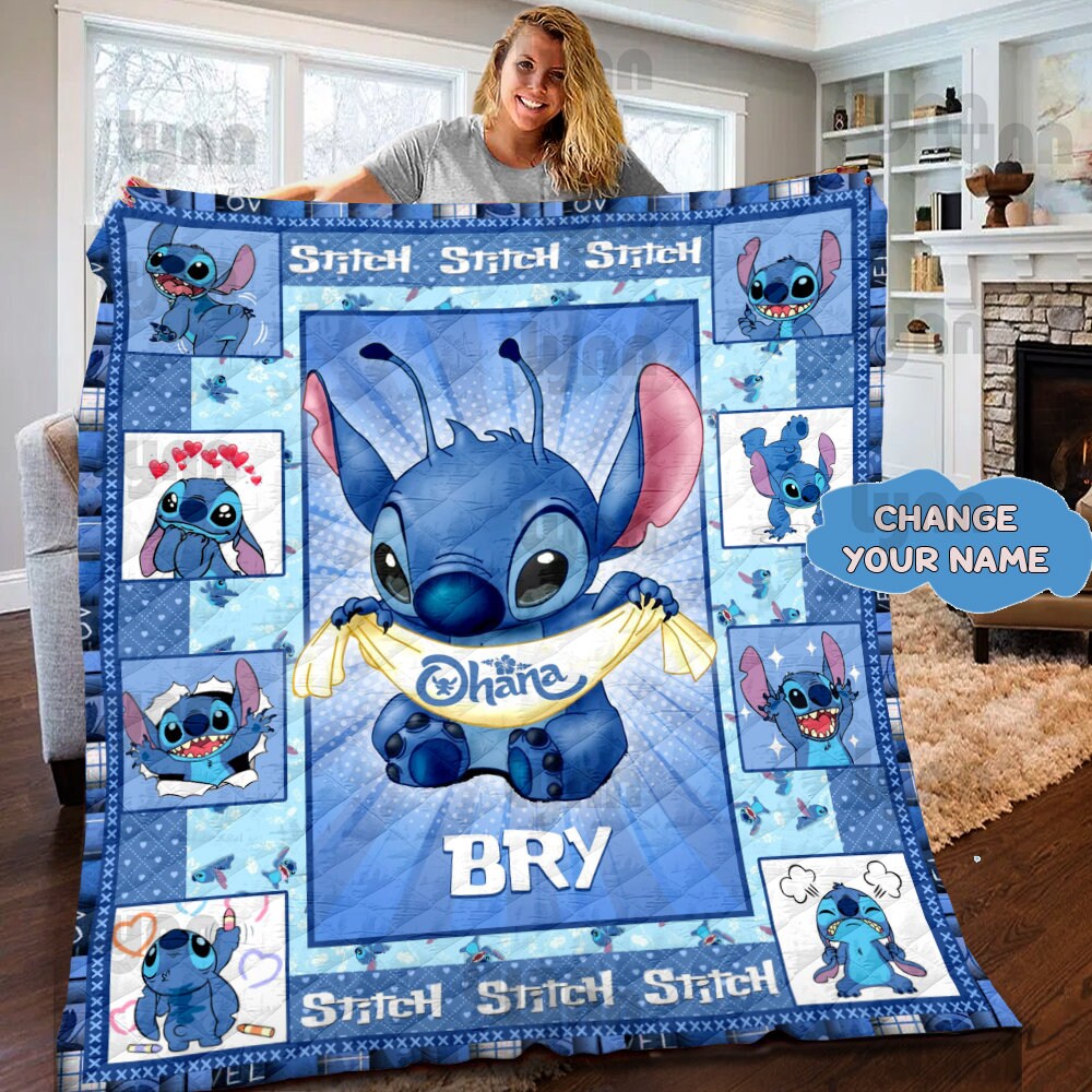 Personalized Disney Stitch Fleece Blanket, Disney Stitch Birthday Gifts ...