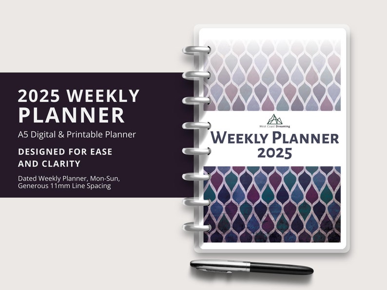2025 Weekly Planner Printable A5 Digital and Printable Planner Vision ...