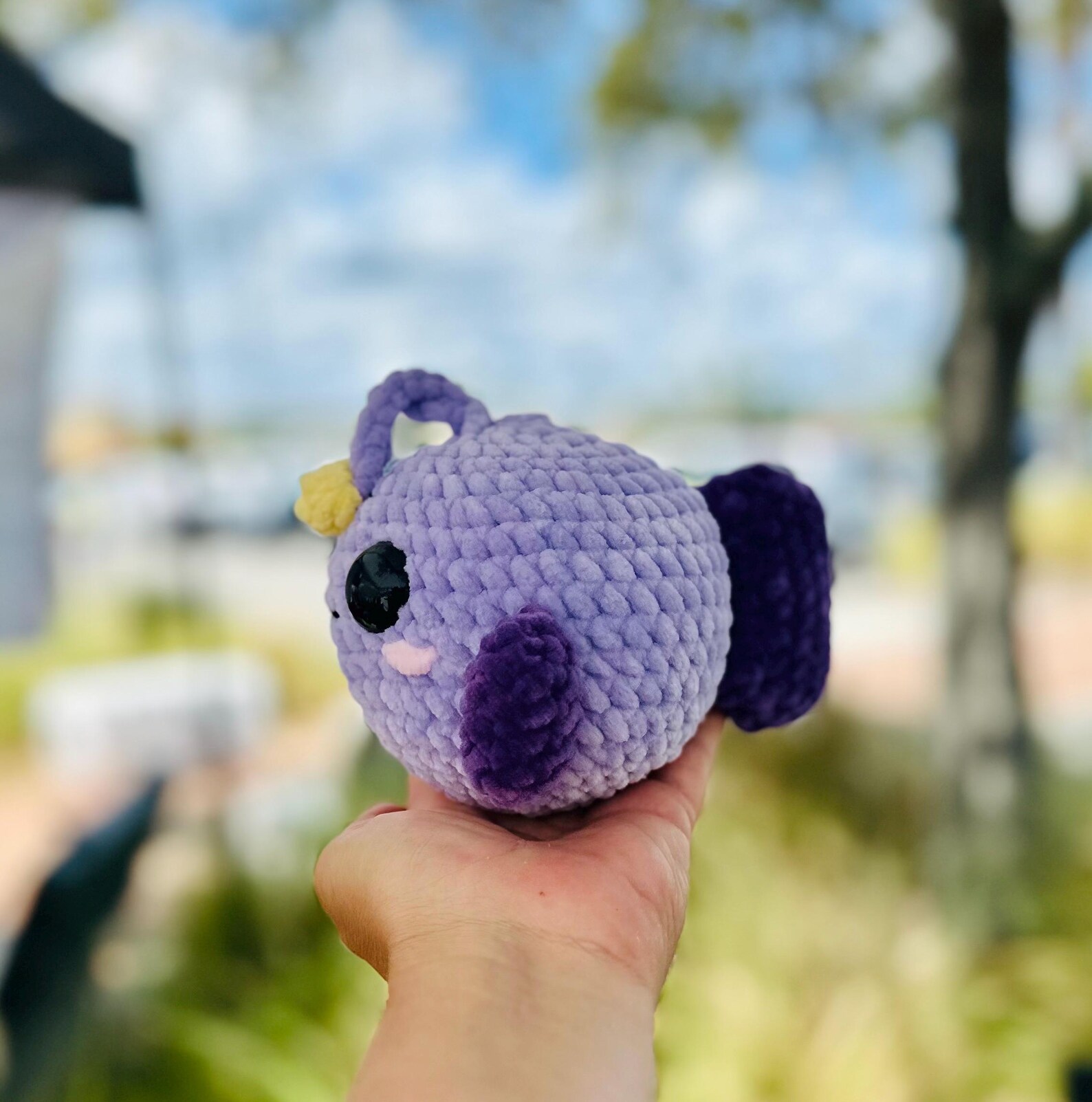 Handmade Crocheted Angler Fish Plush - 6 Inch Deep Sea Creature ...