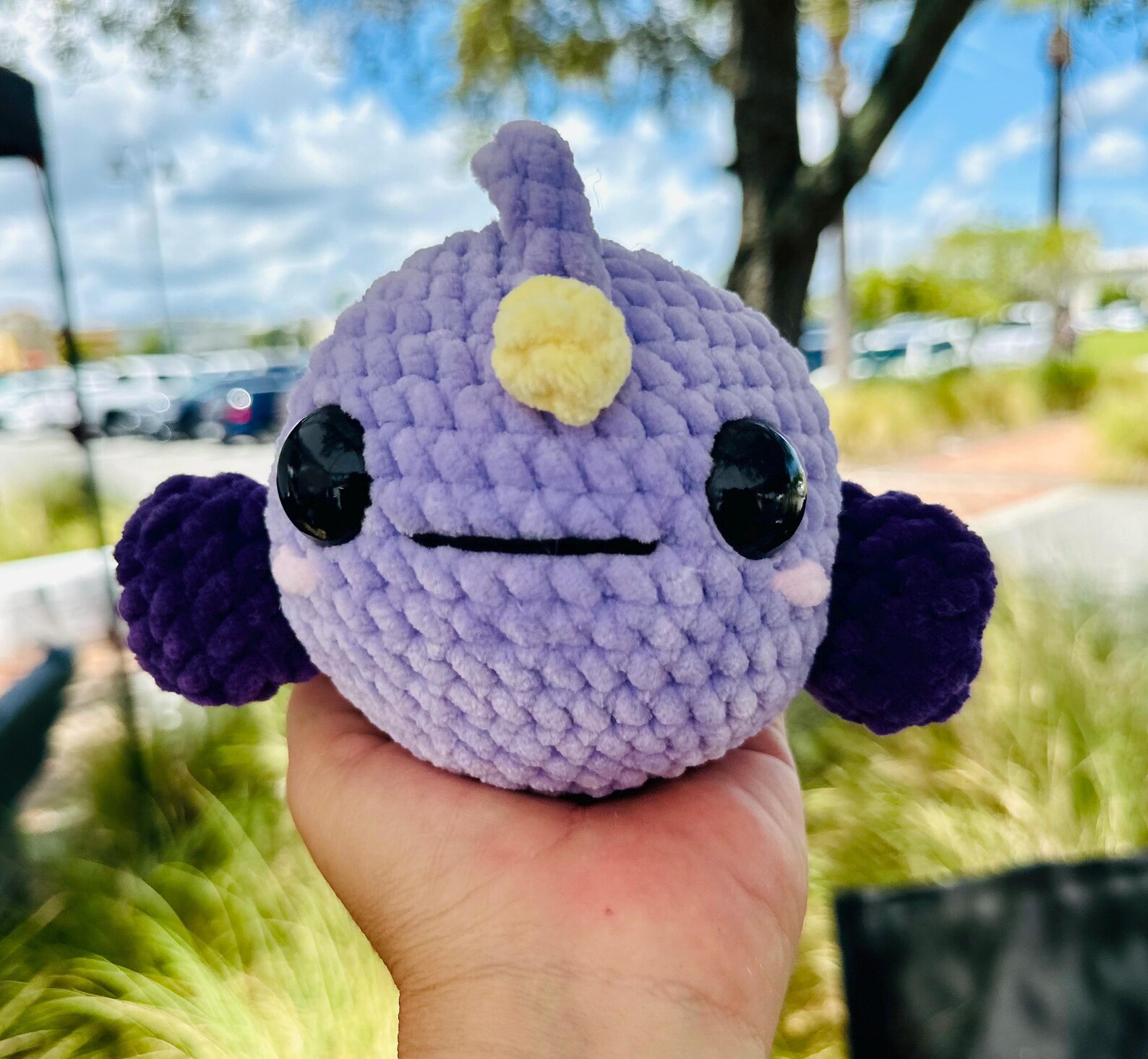 Handmade Crocheted Angler Fish Plush - 6 Inch Deep Sea Creature ...