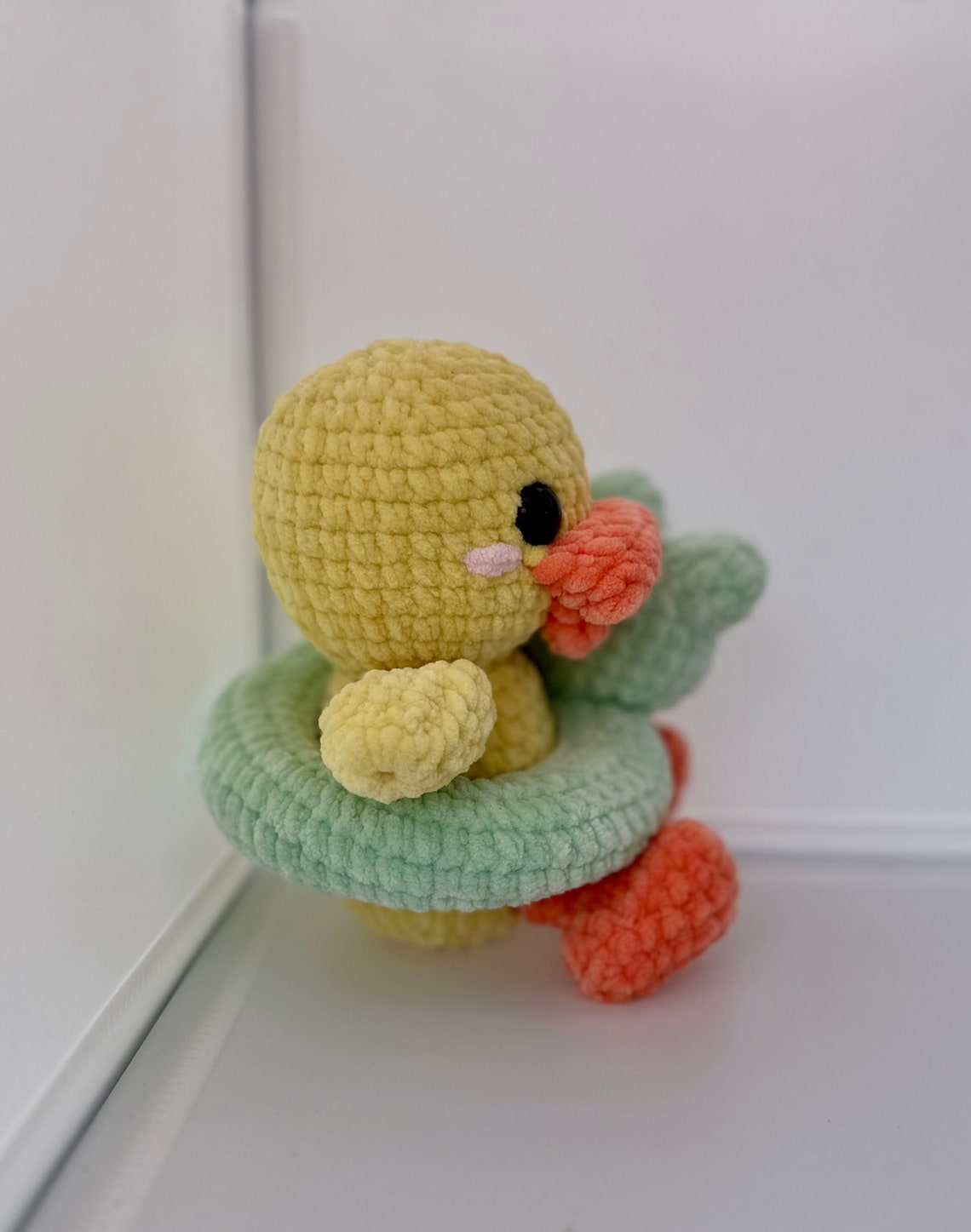 Handmade Crocheted Duck Plush With Frog Floatie: Soft Chenille Yarn - Etsy