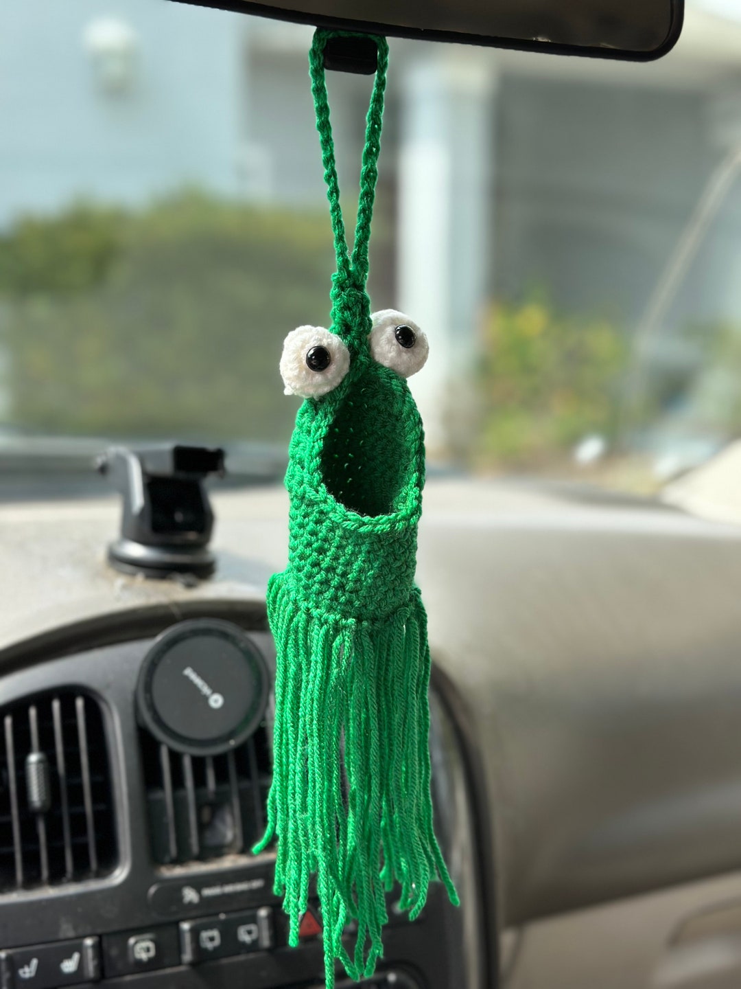 Crochet Alien Car Hanger: Handmade Rearview Mirror Decor - Etsy