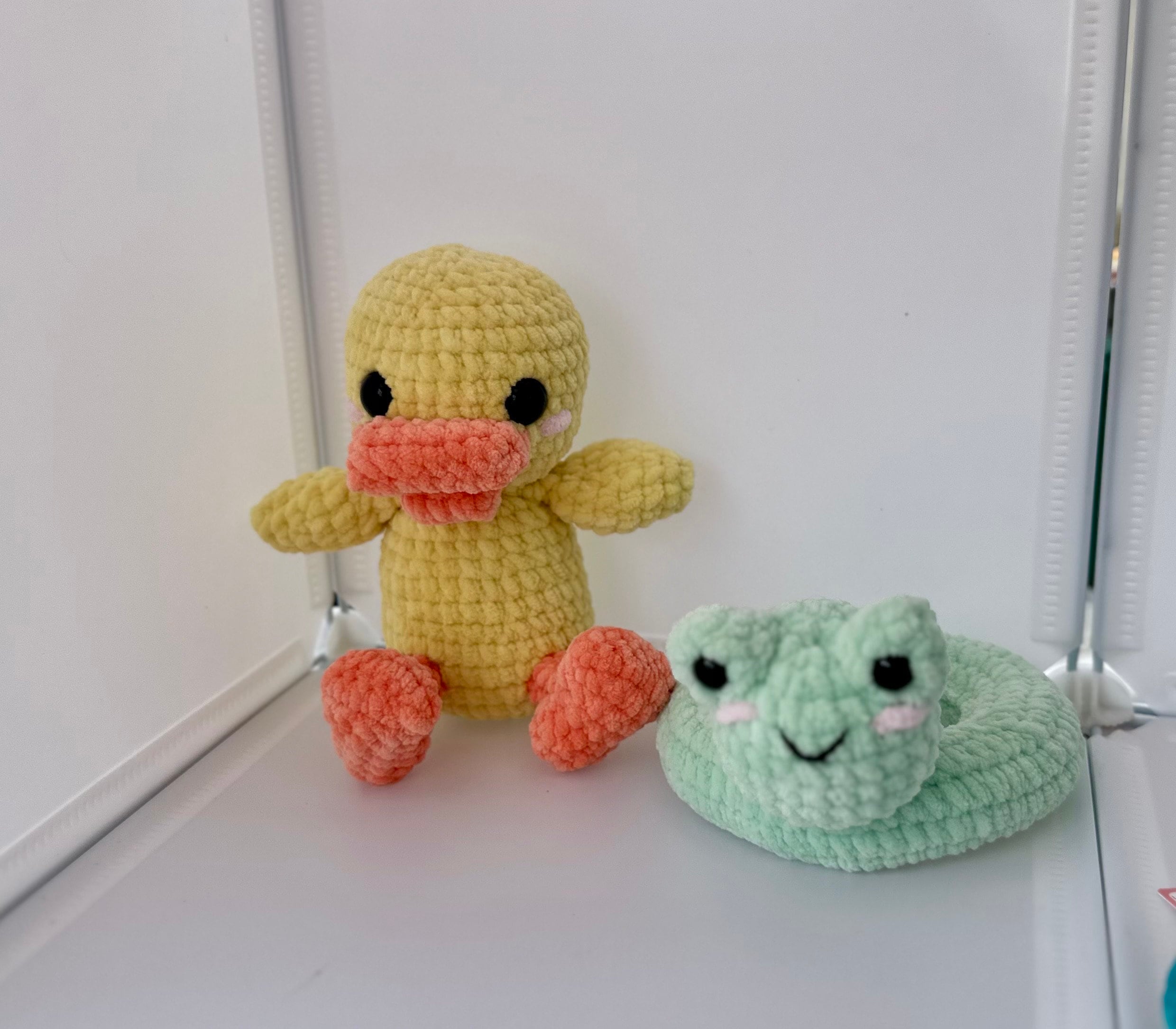 Handmade Crocheted Duck Plush With Frog Floatie: Soft Chenille Yarn - Etsy
