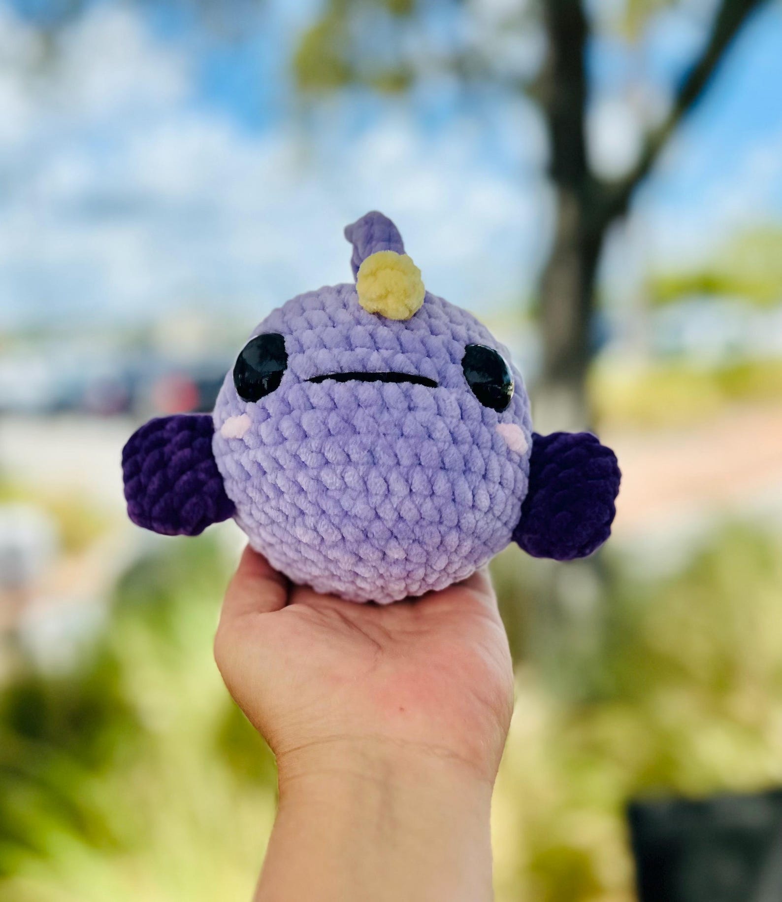 Handmade Crocheted Angler Fish Plush - 6 Inch Deep Sea Creature ...