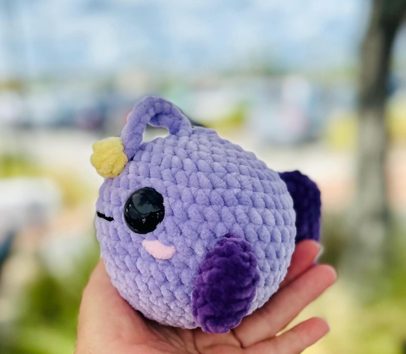 Handmade Crocheted Angler Fish Plush - 6 Inch Deep Sea Creature ...