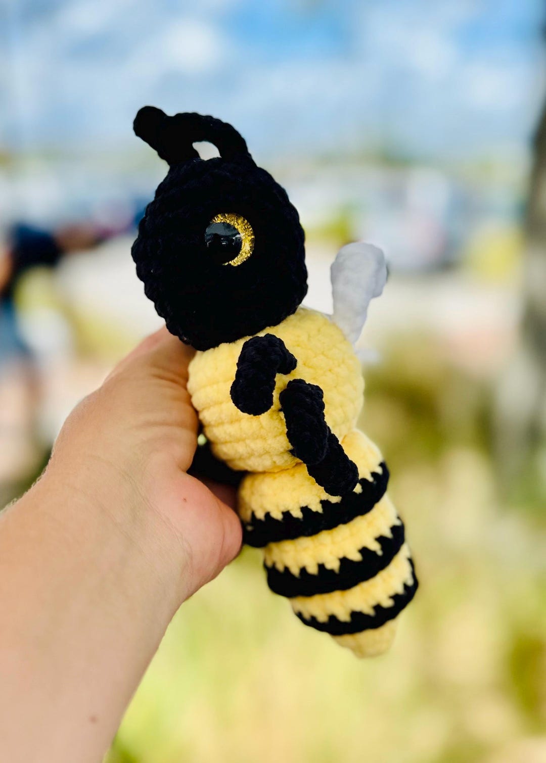 Handmade Crocheted Bumble Bee Fidget Toy - 8 Inch Soft Plush Yarn ...