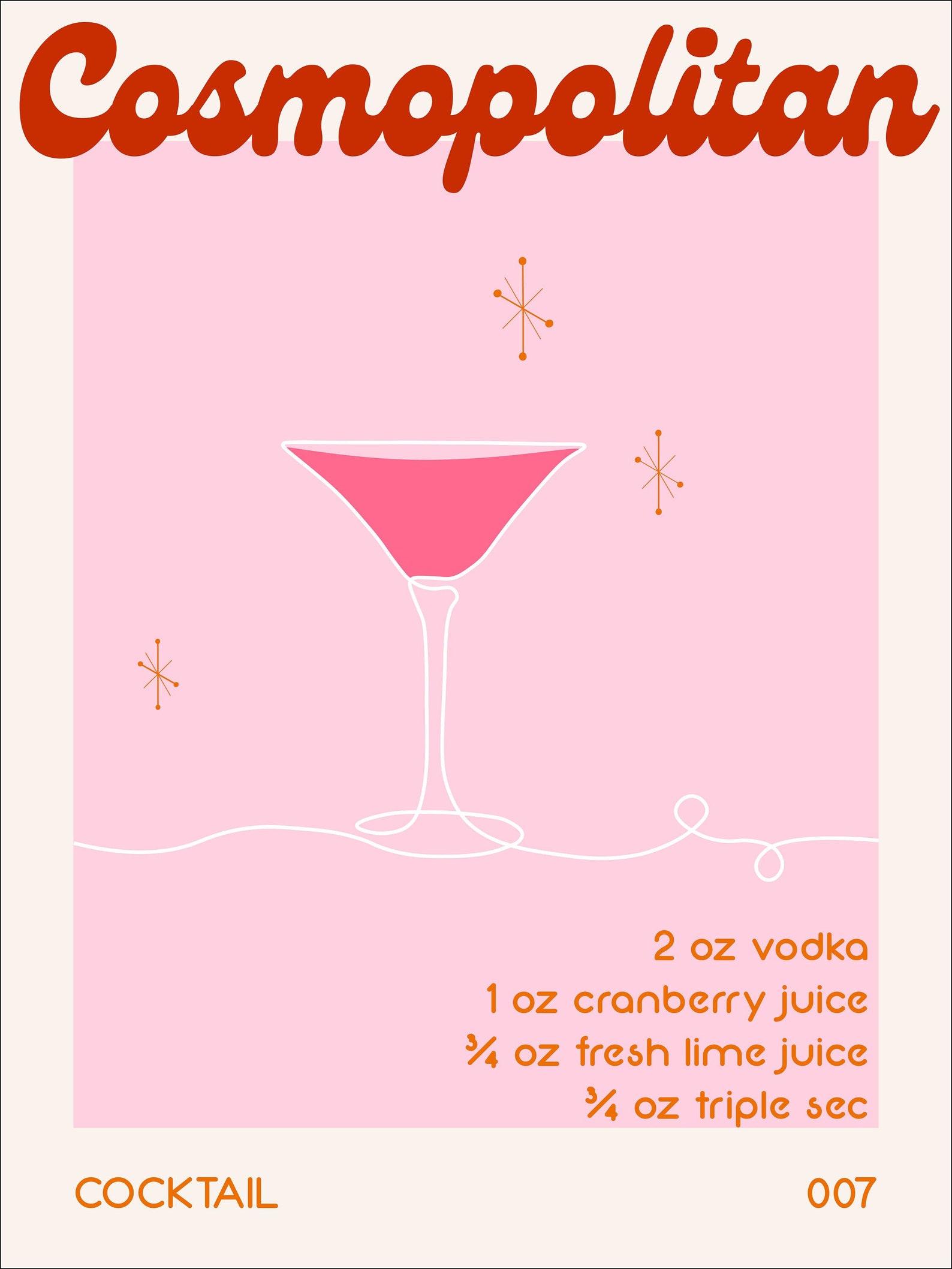 Cosmopolitan Cocktail Line Art Print - Minimalist Bar Decor | Perfect ...