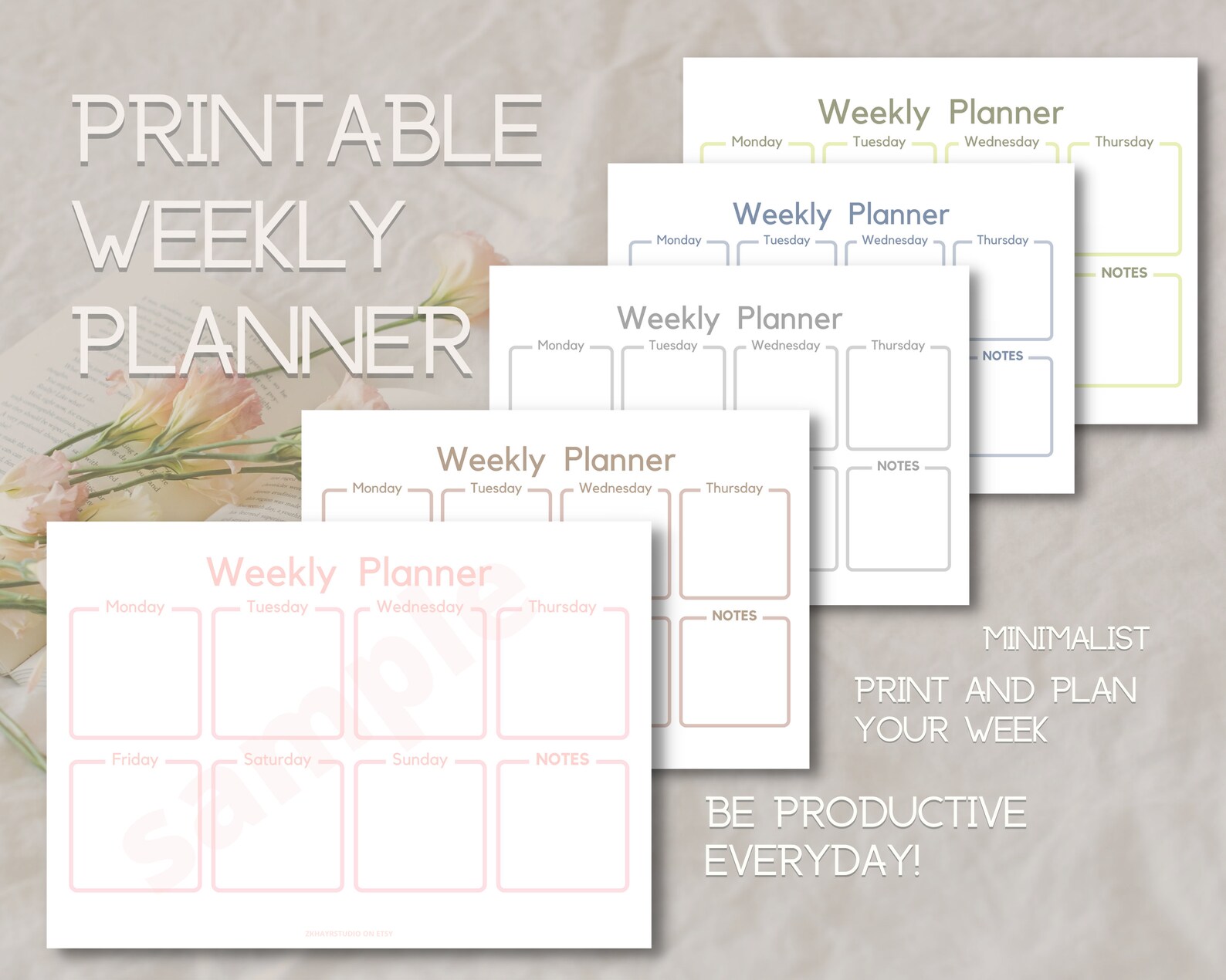 Printable Student Weekly Planner Pastel Planner Minimalist - Etsy